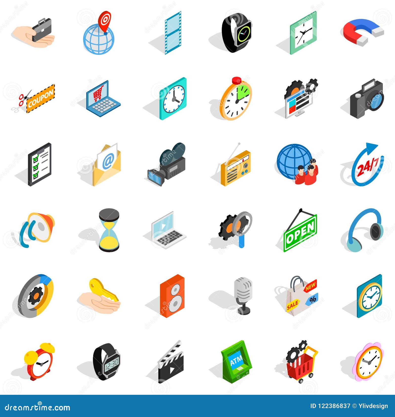 Working Device Icons Set, Isometric Style Stock Vector - Illustration ...