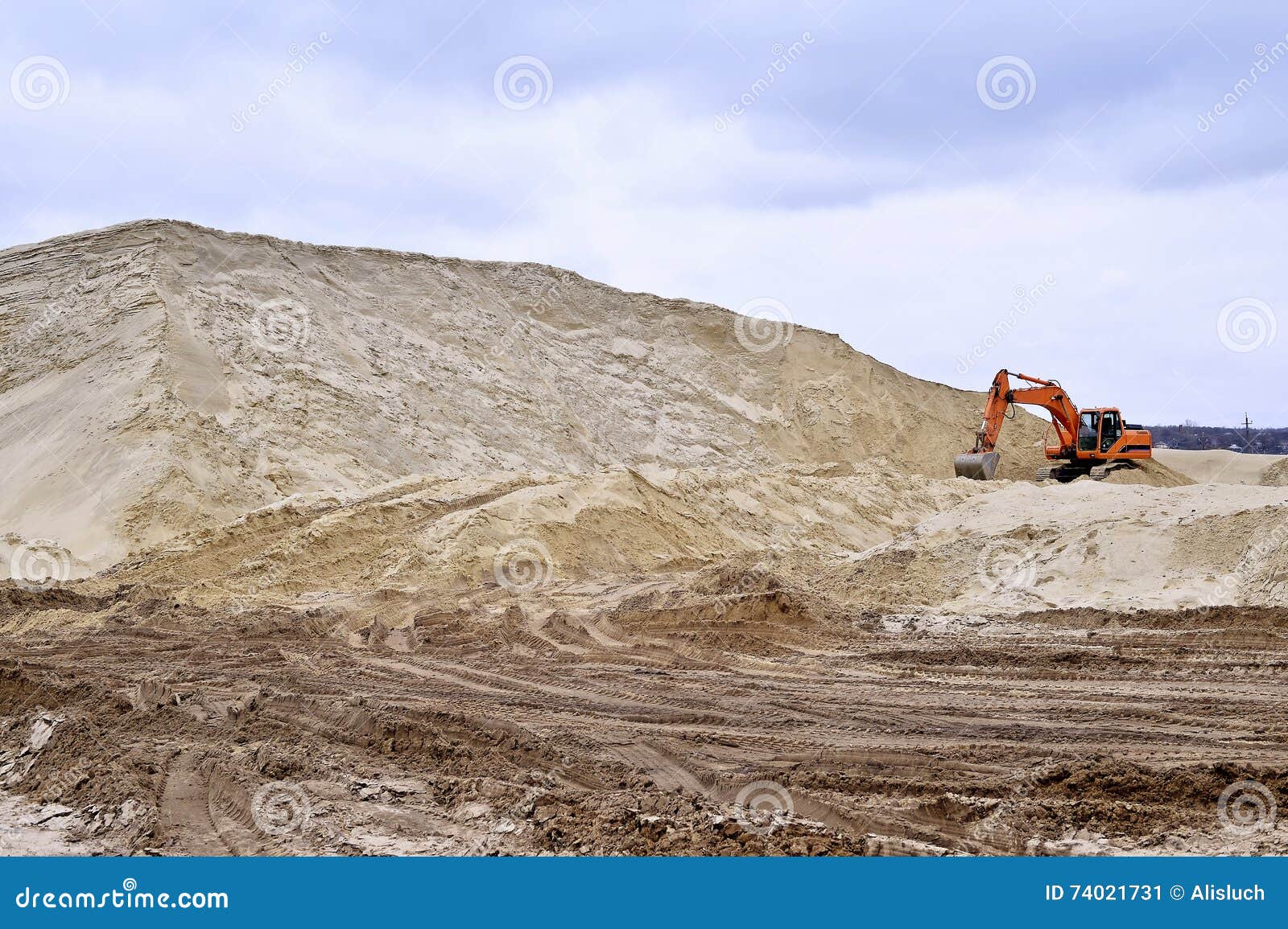 Working Digger in a Quarry Produces Sand Stock Image - Image of heavy ...