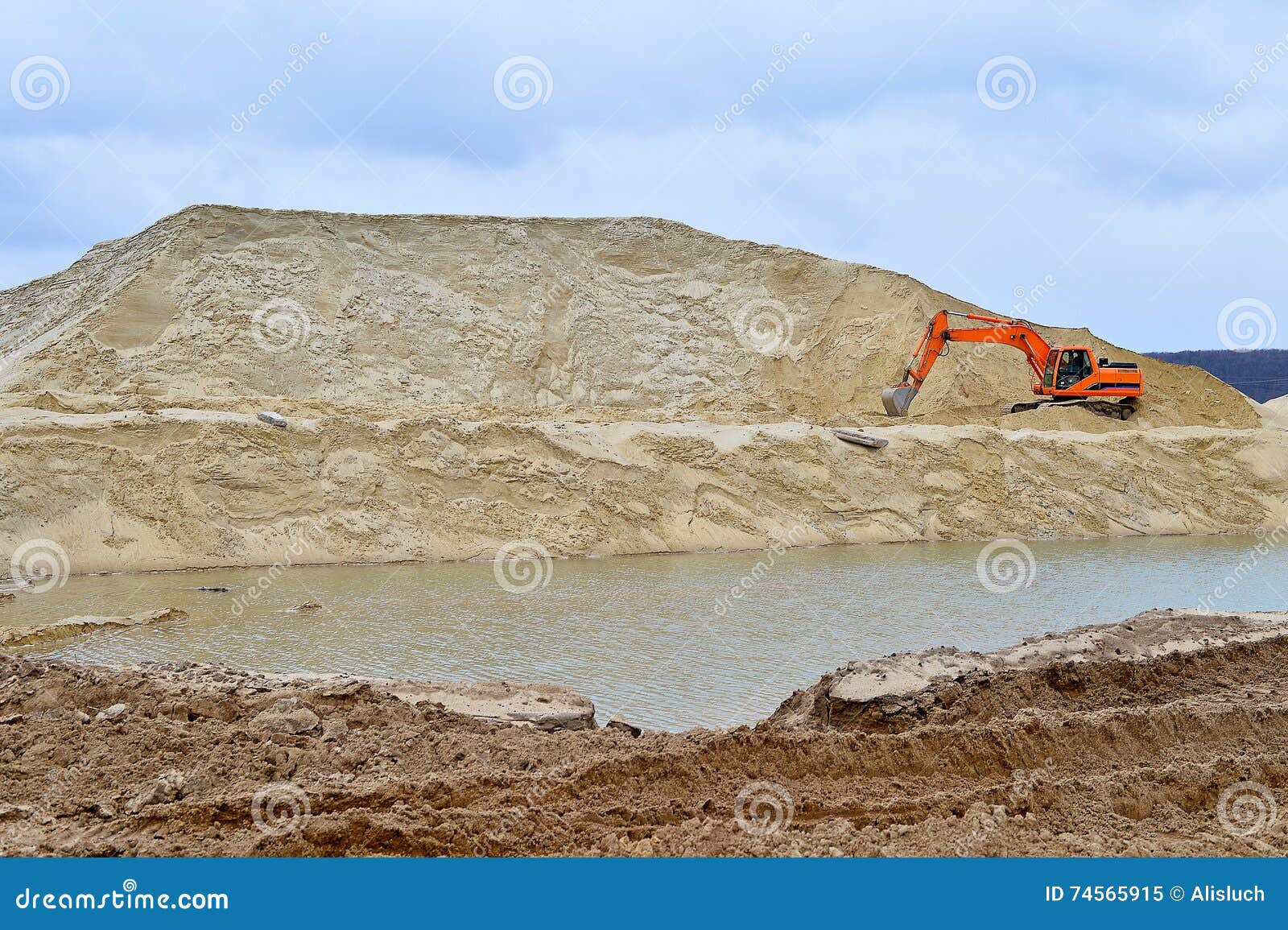 Working Digger in a Quarry Produces Sand Stock Image - Image of factory ...