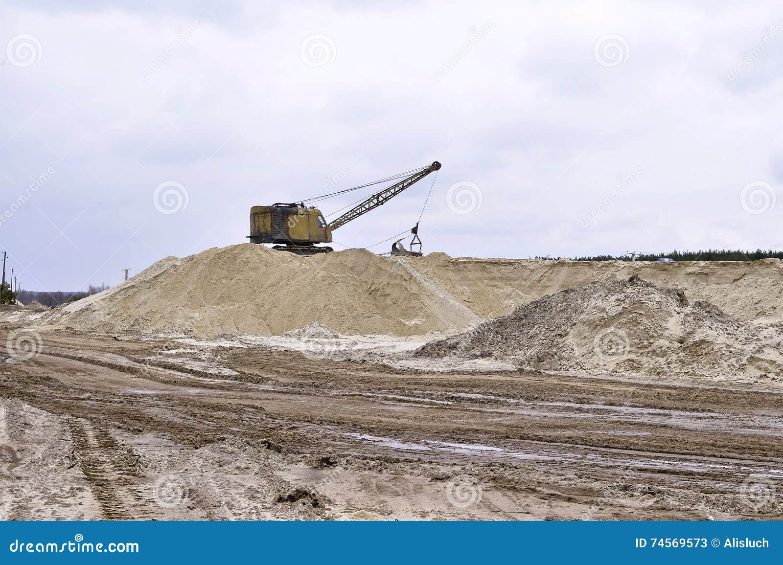 Working Digger in a Quarry Produces Sand Stock Image - Image of machine ...