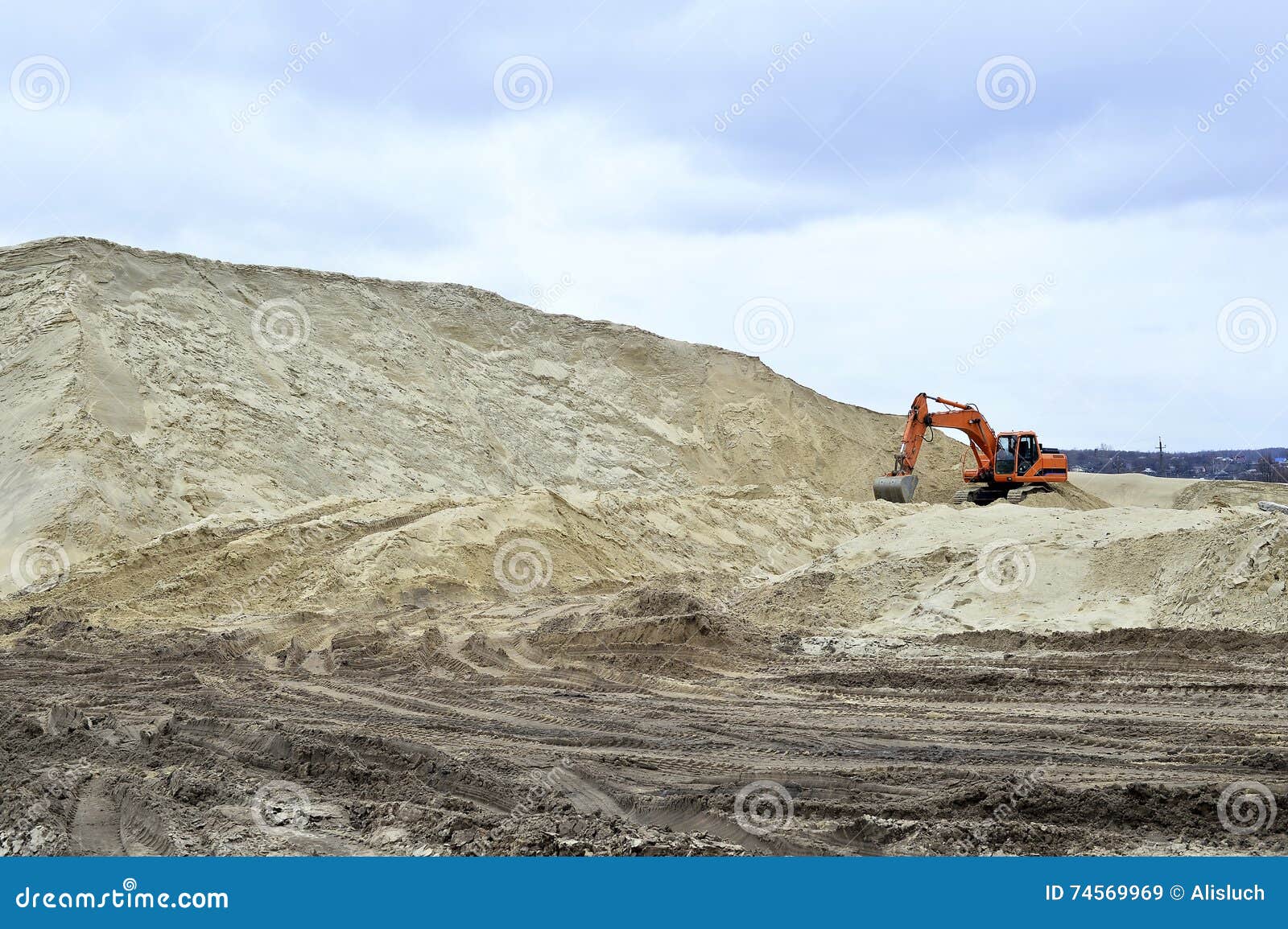 Working Digger in a Quarry Produces Sand Stock Image - Image of loader ...