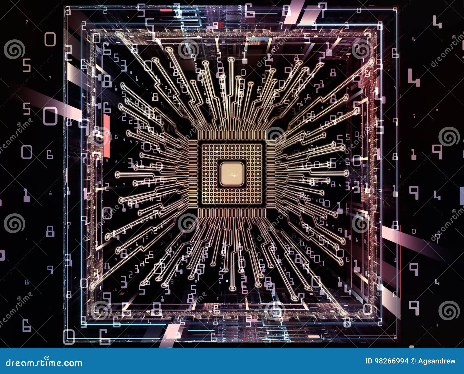 Working Digital Processor stock illustration. Illustration of hacking ...