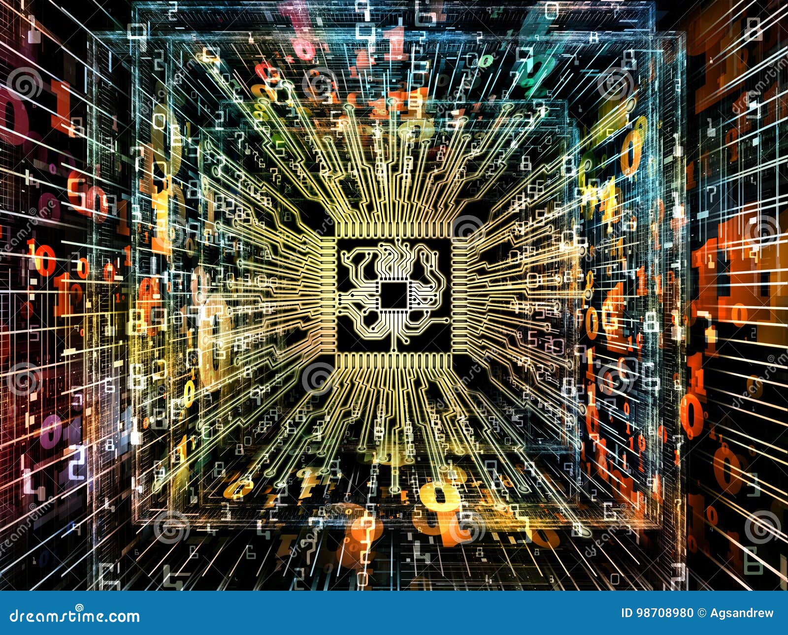 Working Digital Processor stock illustration. Illustration of industry ...