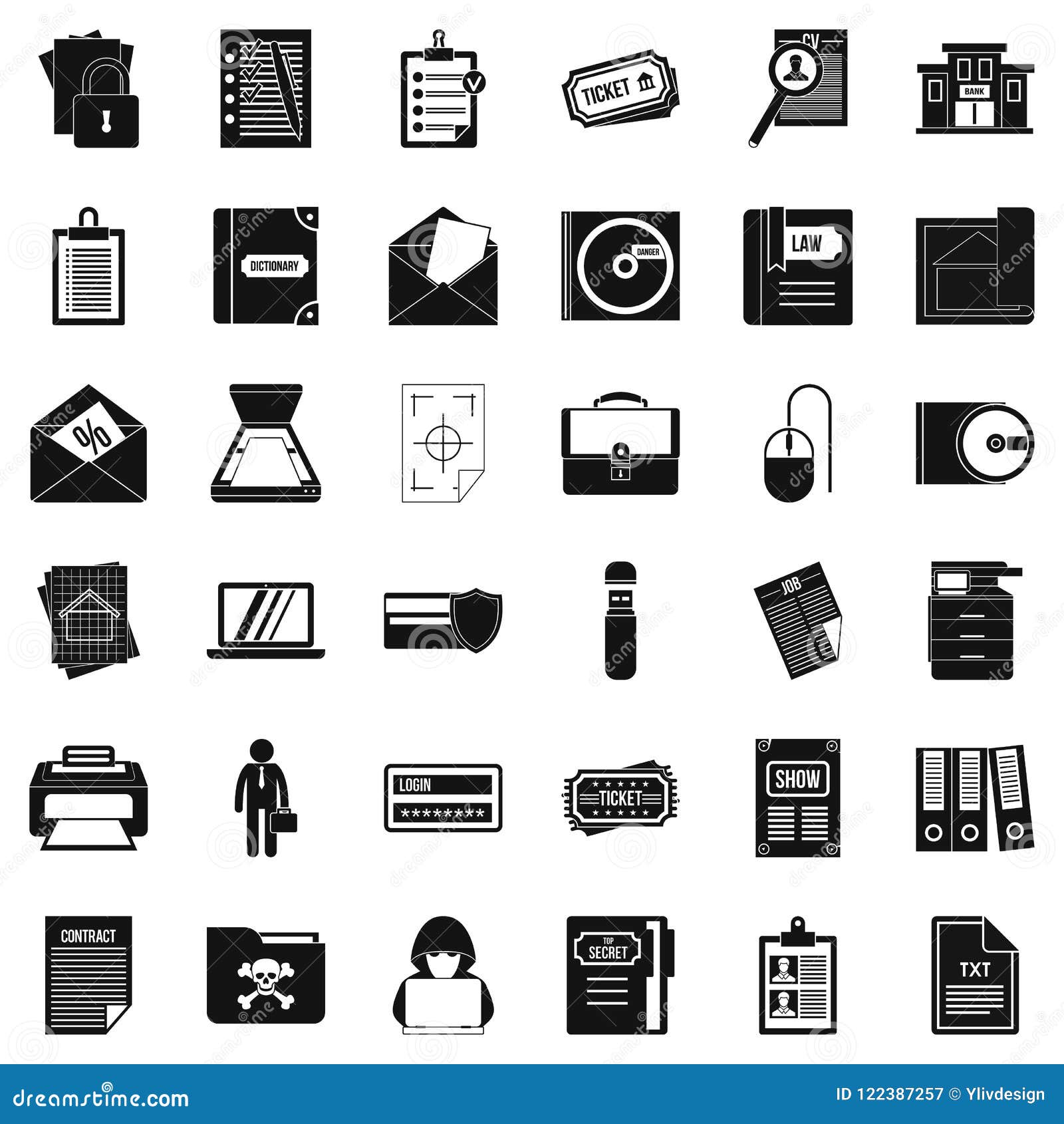 Working Document Icons Set, Simple Style Stock Vector - Illustration of ...