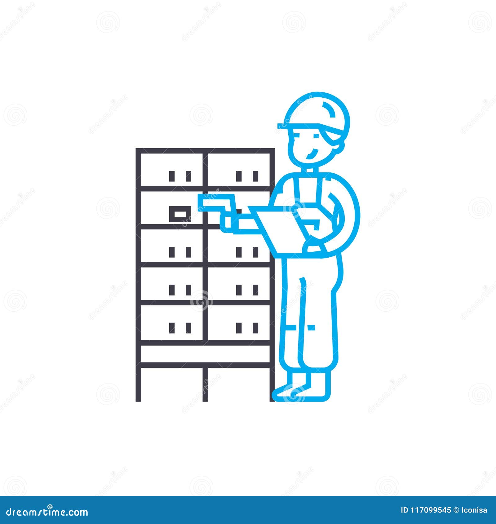 Working Documentation Engineer Linear Icon Concept. Working ...