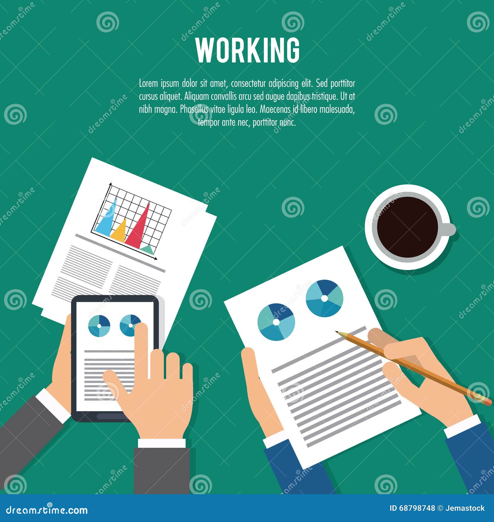 Working with Documents Design Stock Vector - Illustration of service ...