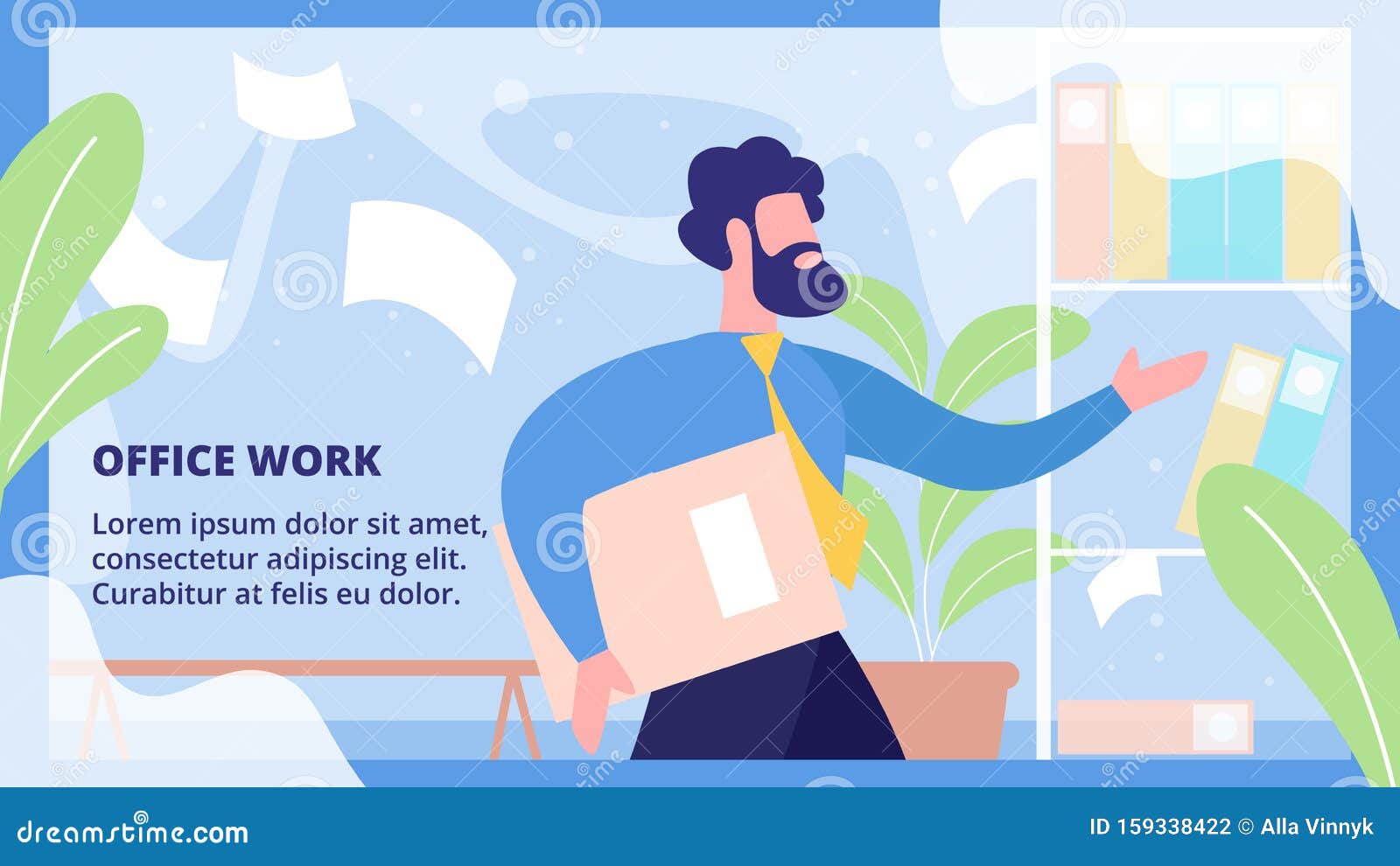 Working With Documents In Office Vector Poster | CartoonDealer.com ...