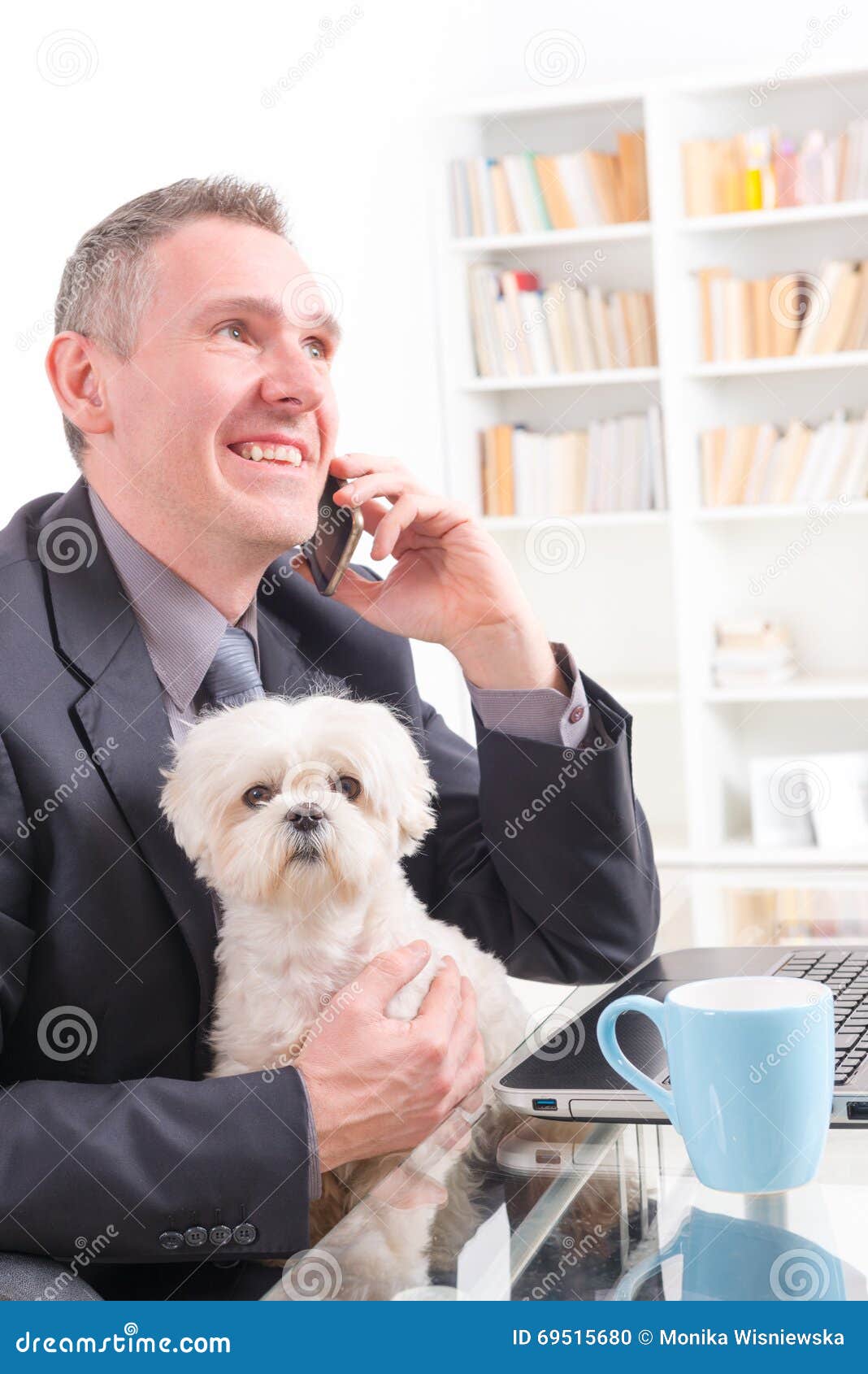 Working with Dog in the Office Stock Photo - Image of happiness, happy ...