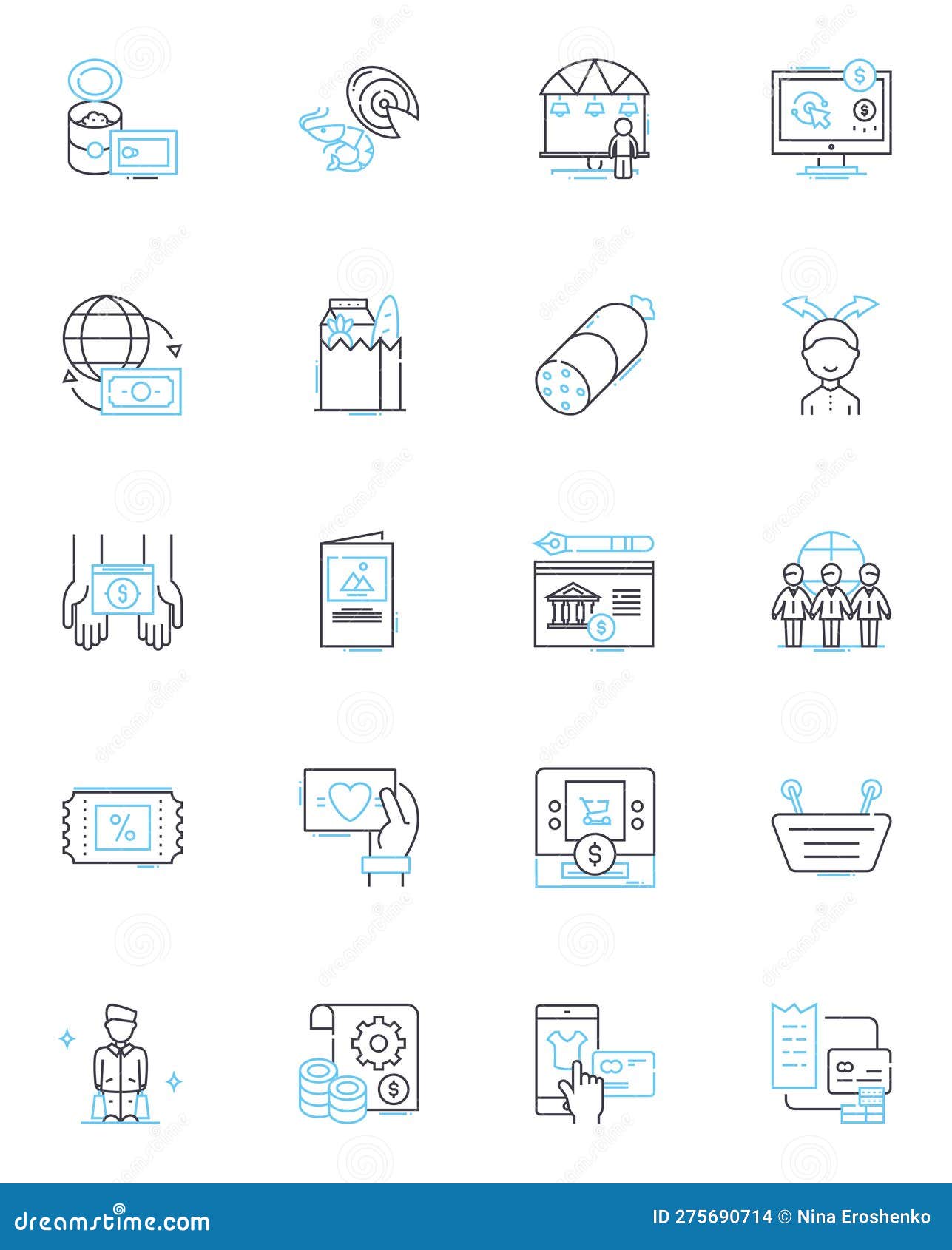Working Doing Linear Icons Set. Laboring, Tasking, Occupying, Employed ...