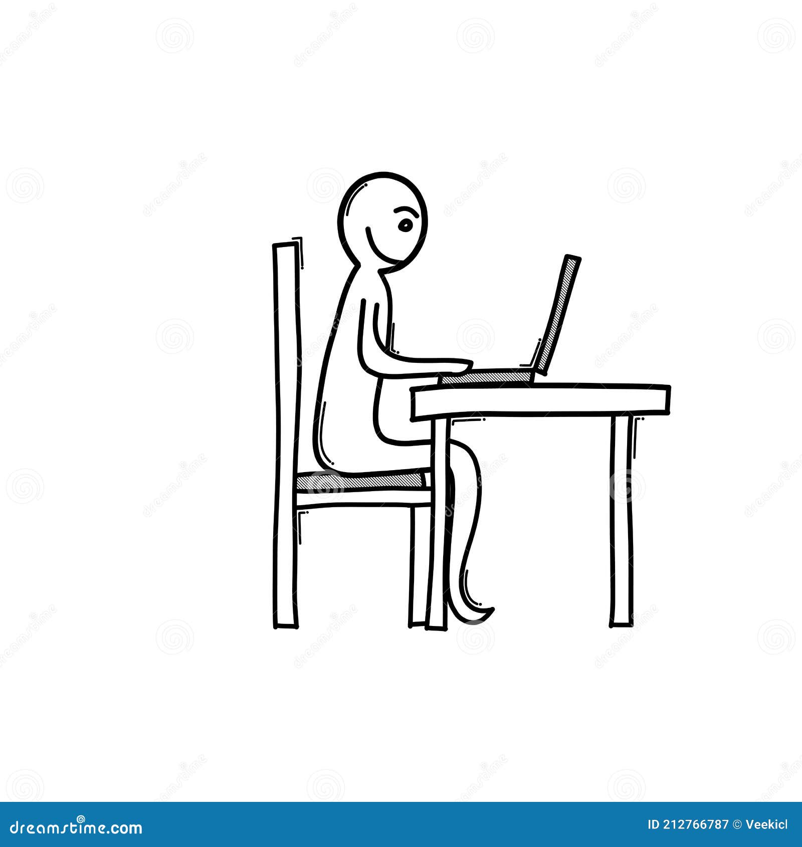 Working. Doodle Vector Icon. Drawing Sketch Illustration Hand Drawn ...