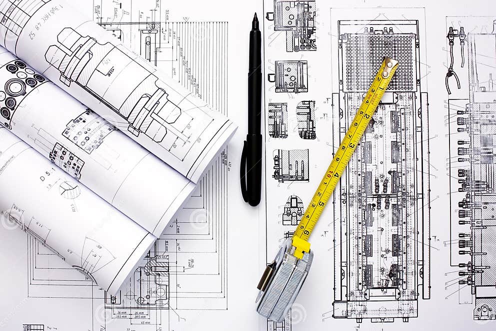 Working drawing design stock image. Image of document - 13513647