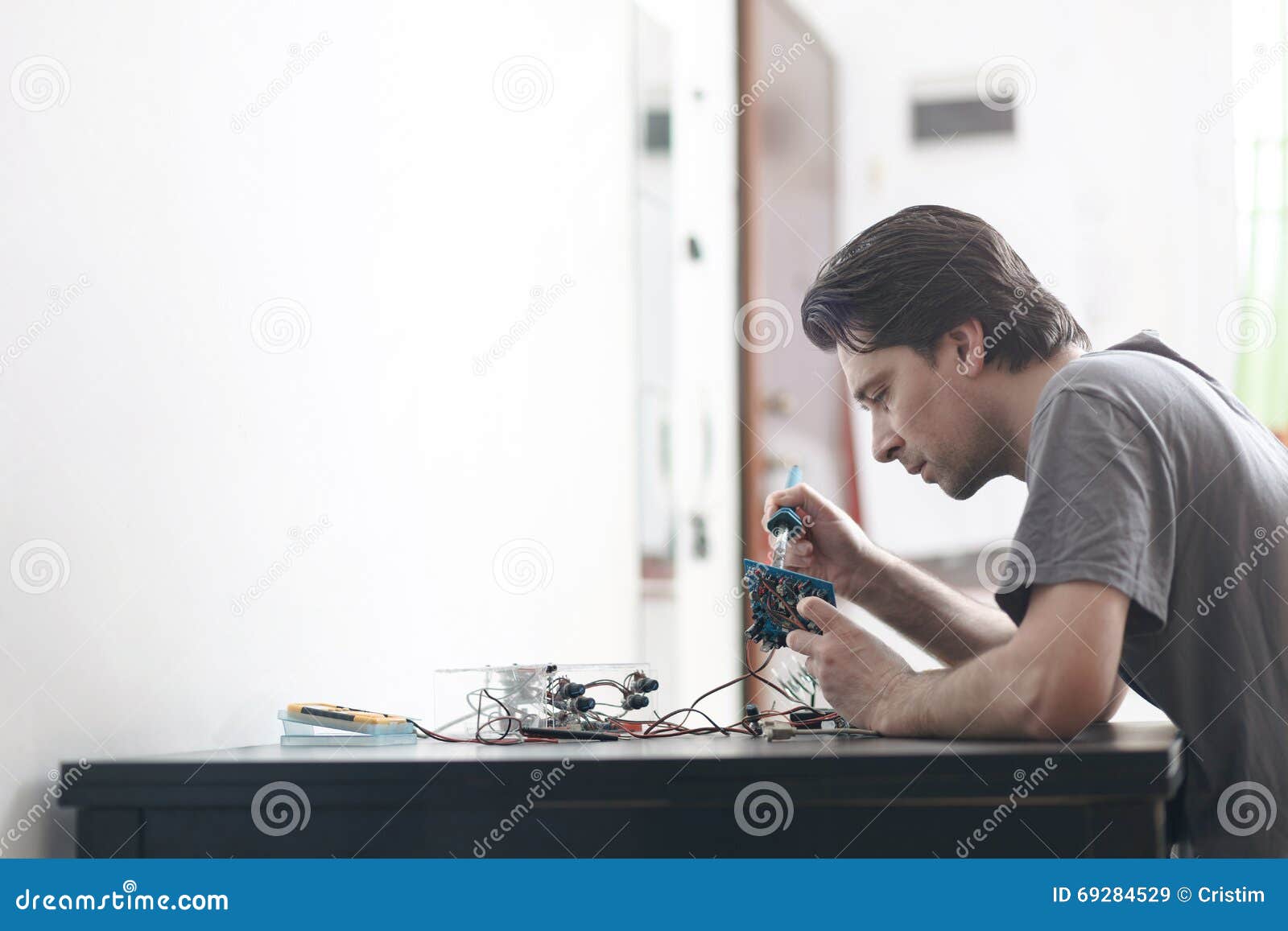 Working with Electronics Part Stock Image - Image of repair, analyze ...