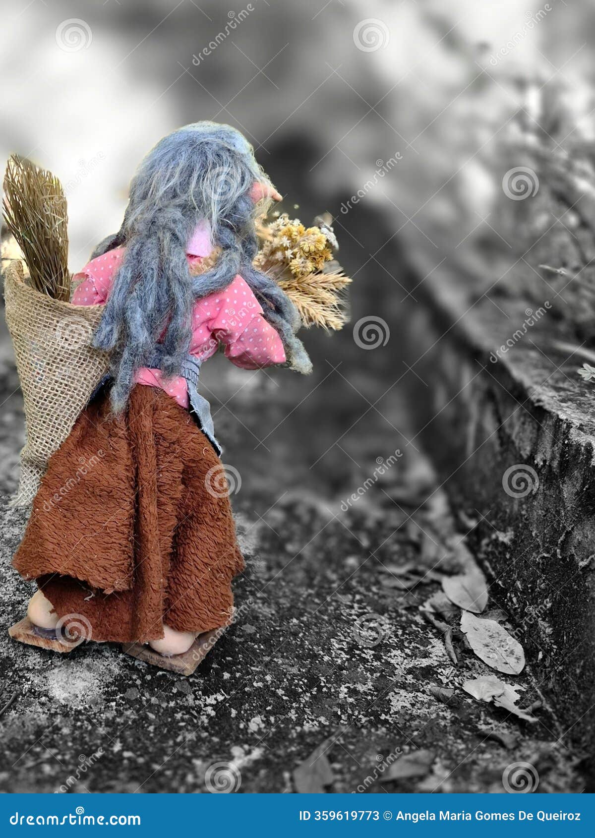 Working Elf Walking on Concrete Path in Garden. Stock Image - Image of ...