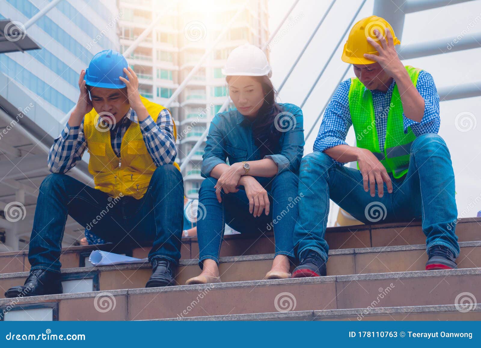Working Engineer.they are Talking and Plant for Work Hard.a Man ...