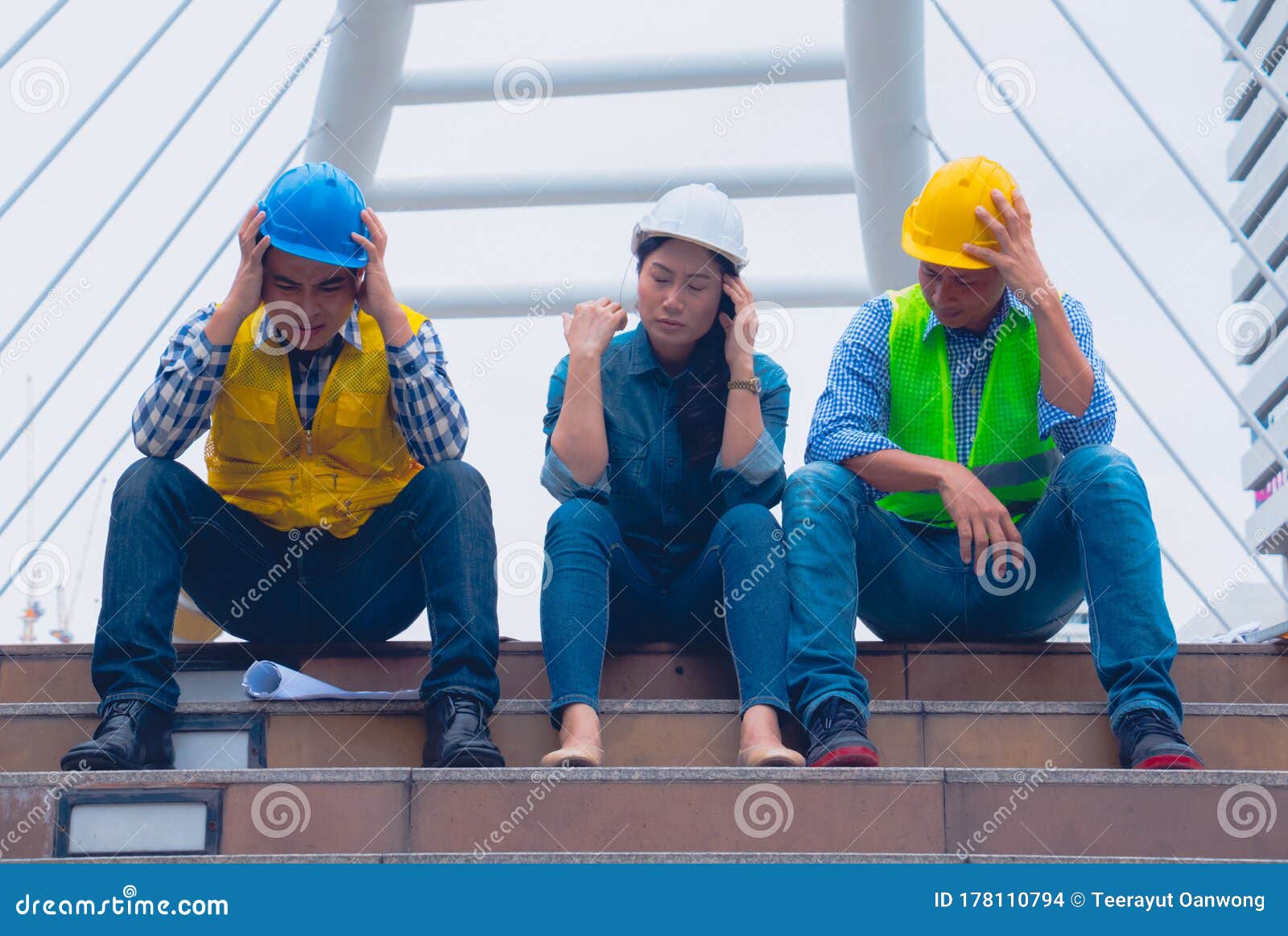 Working Engineer.they are Talking and Plant for Work Hard. a Man ...