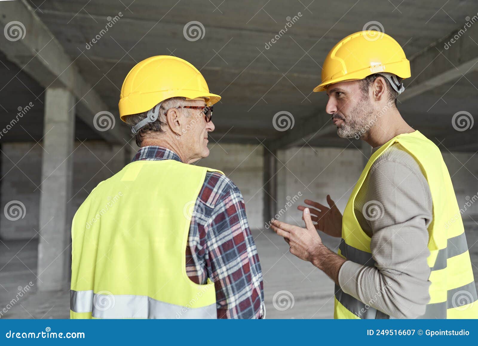 Working Engineers on the Construction Site Stock Image - Image of plan ...