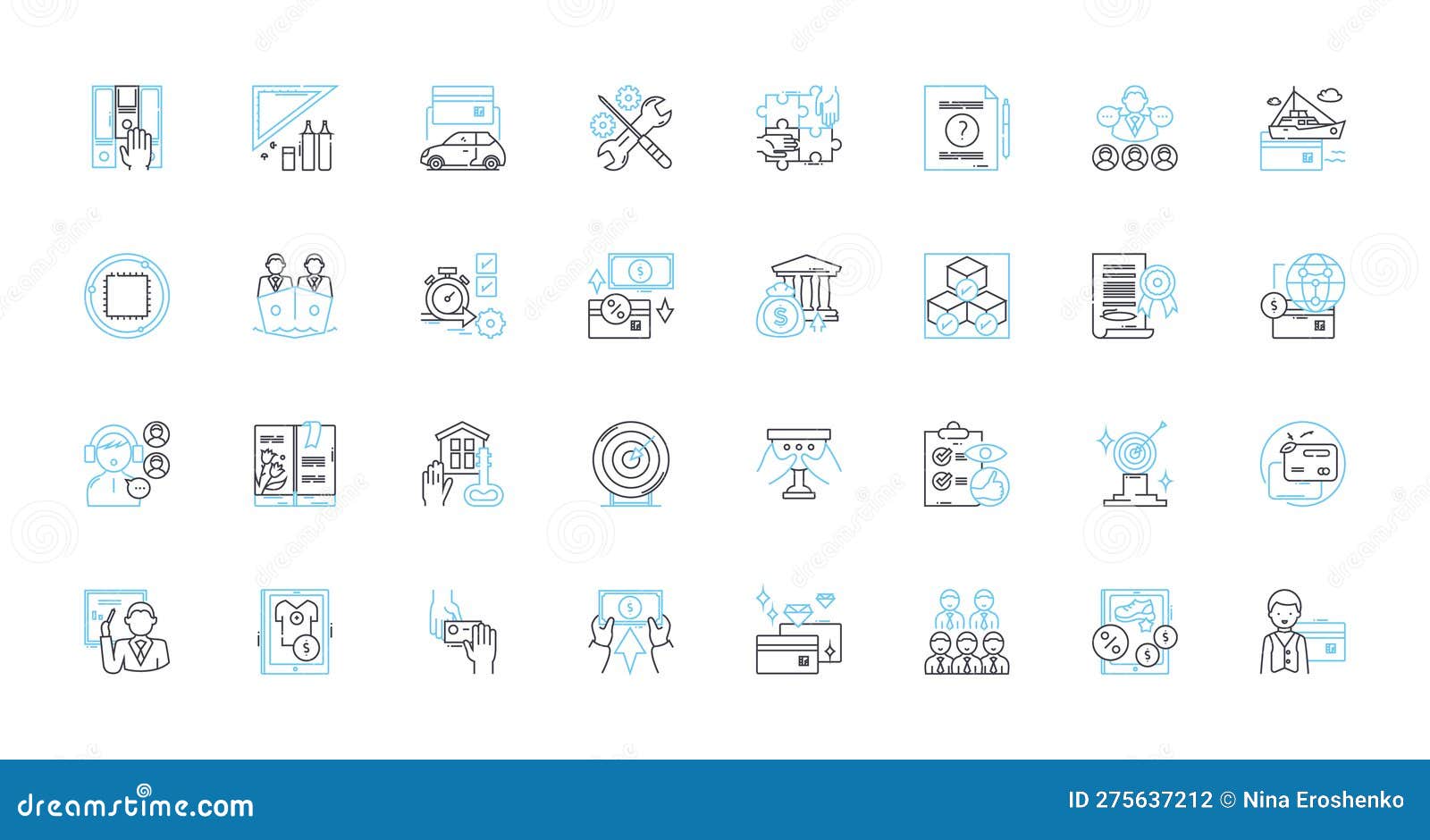 Working Environment Design Linear Icons Set. Ergonomics, Ambience ...