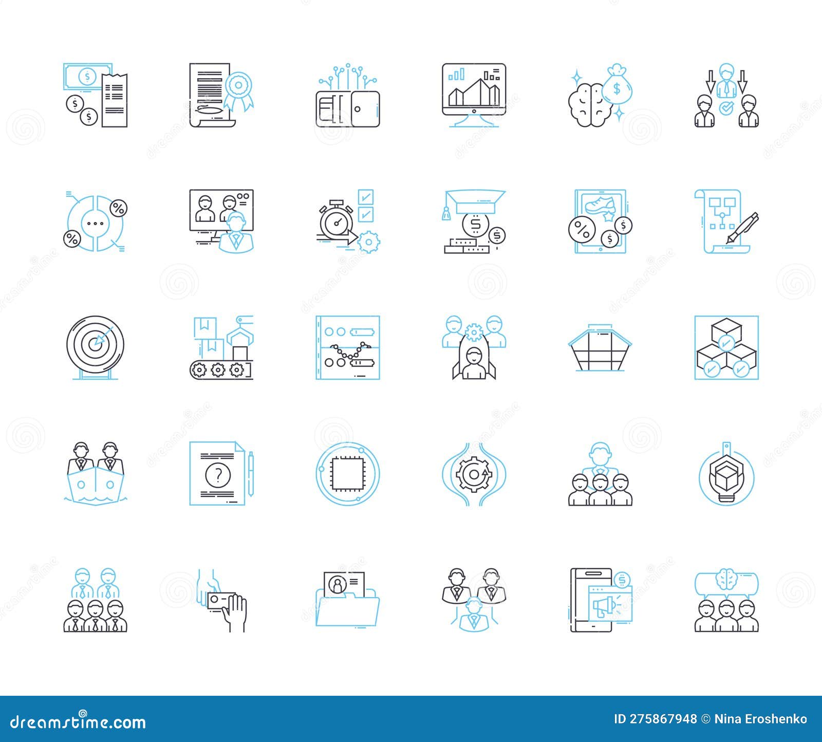 Working Environment Design Linear Icons Set. Ergonomics, Ambience ...