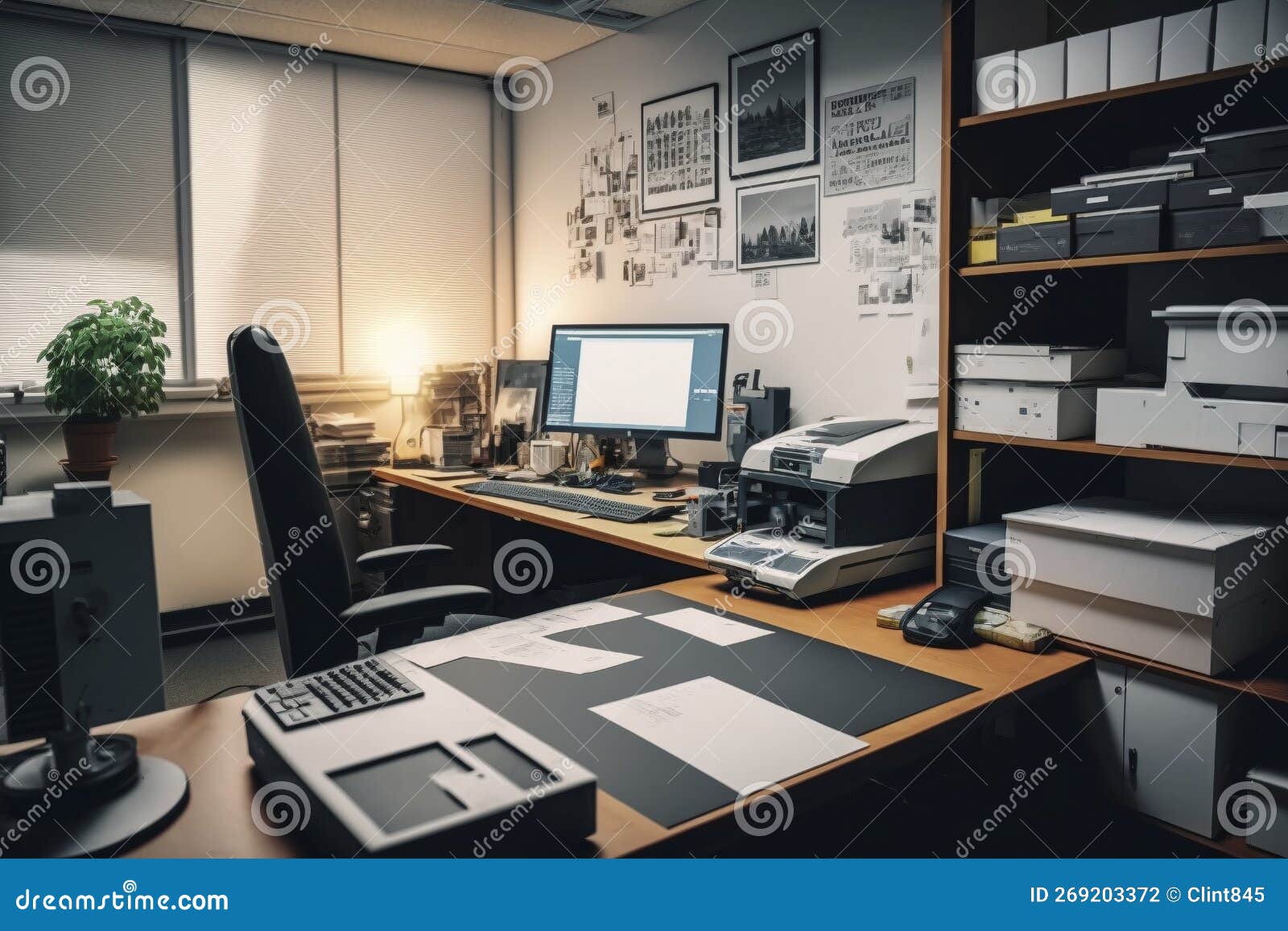 Working Environment Inside an Office Copy Room Stock Illustration ...
