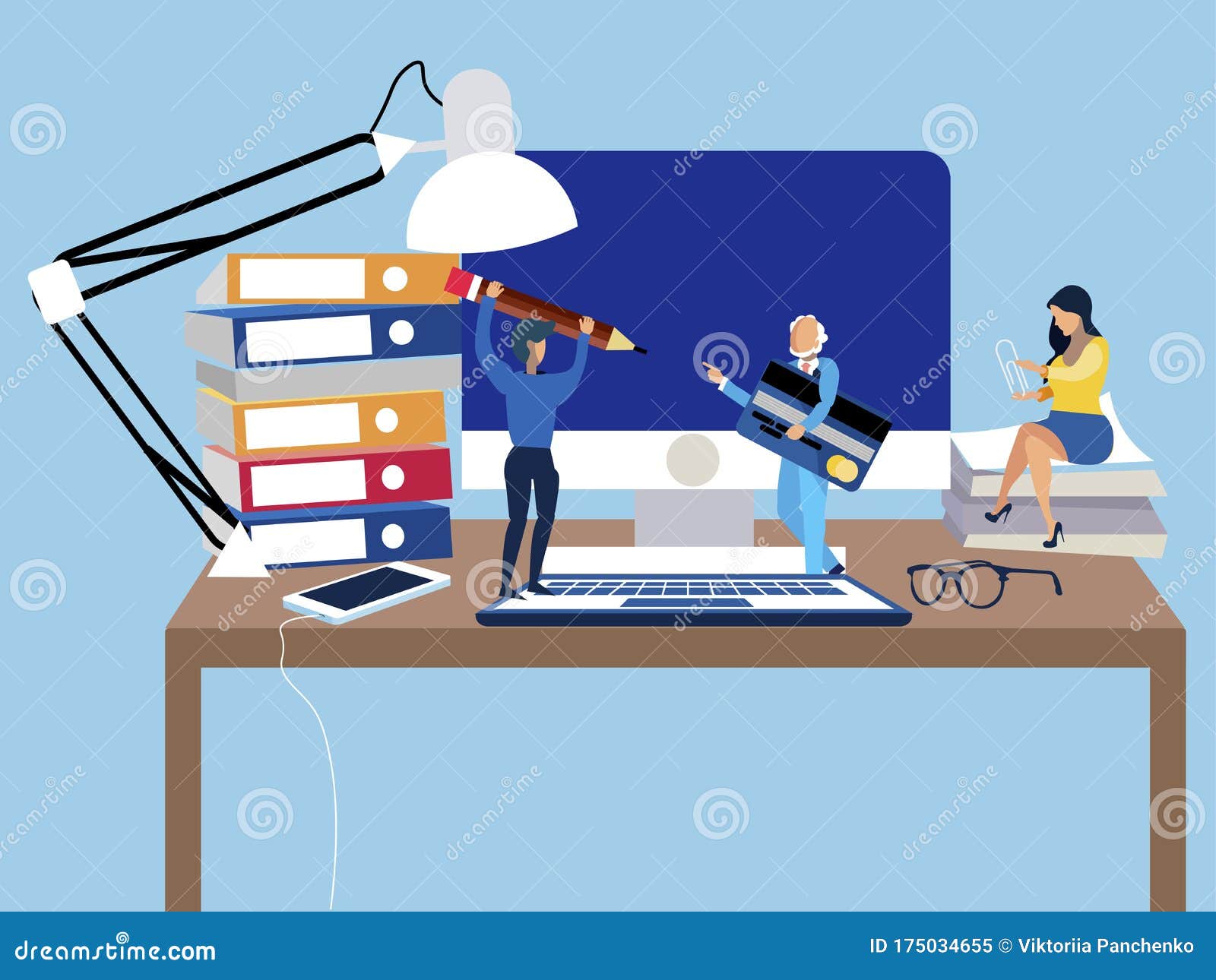 The Working Environment on the Table, the Office Staff is Small in Size ...