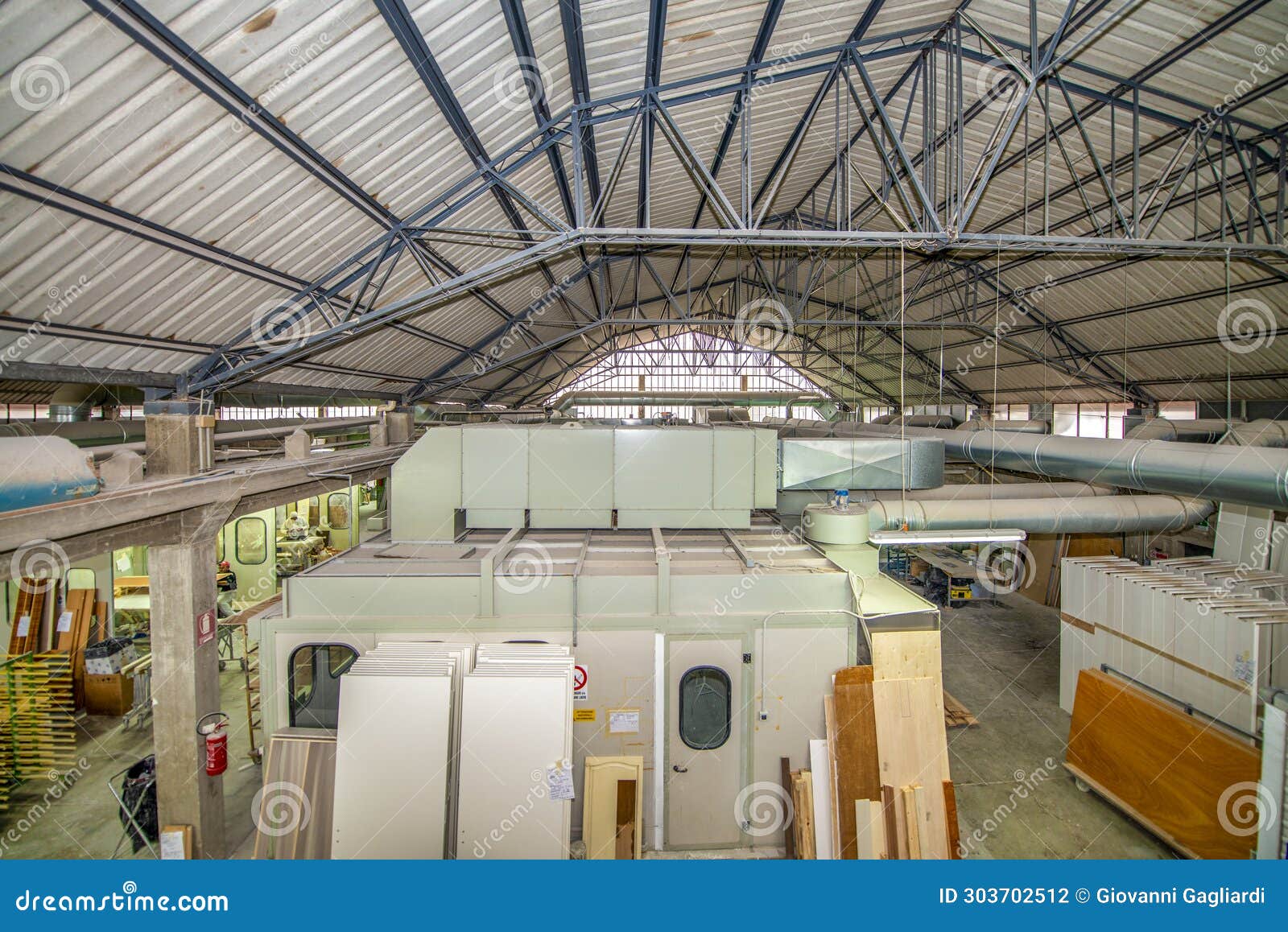 Working Environment for Wood Painting, Machines and Slabs of Wood Stock ...