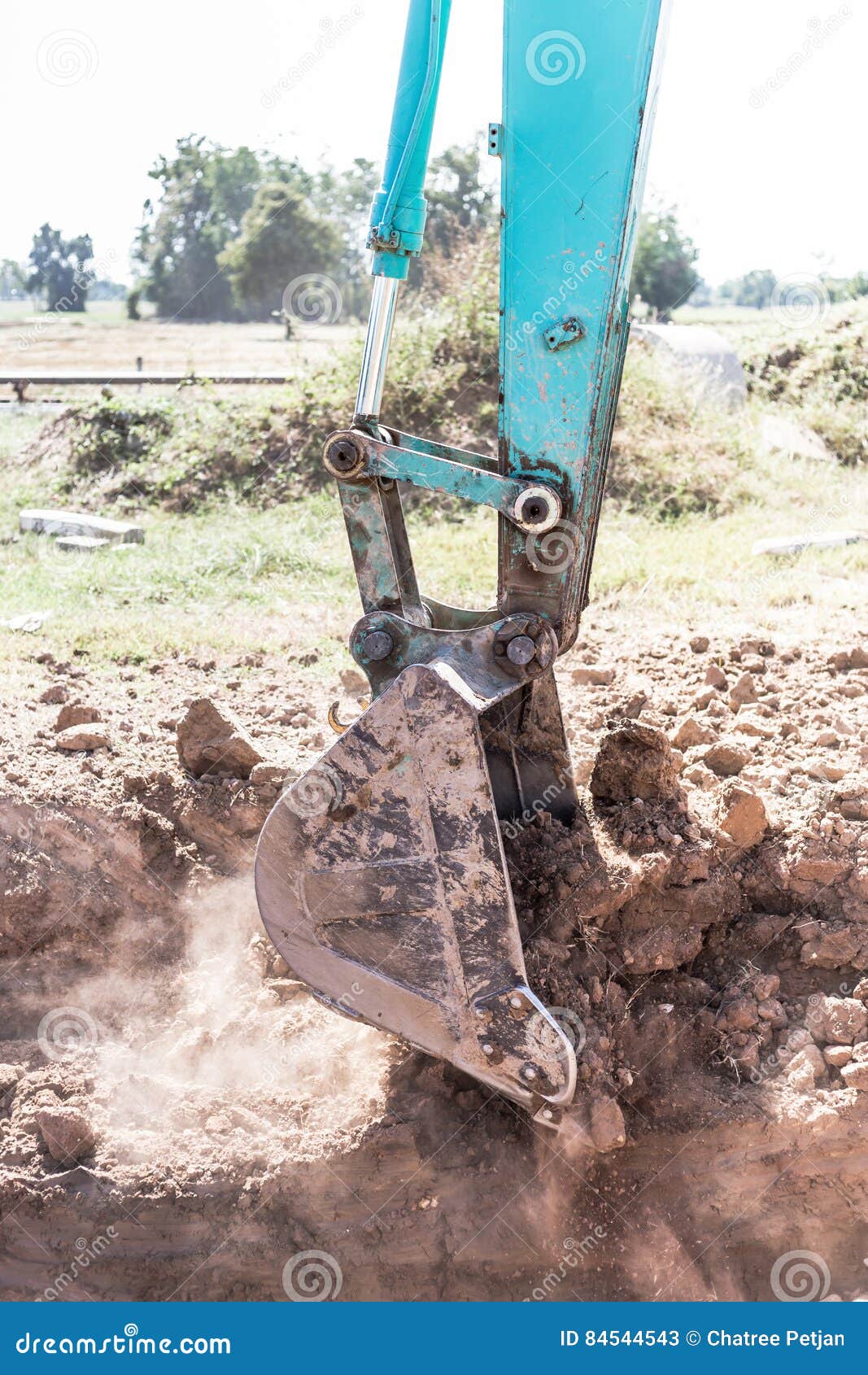 Working Excavator Tractor Digging a Trench. Stock Image - Image of ...