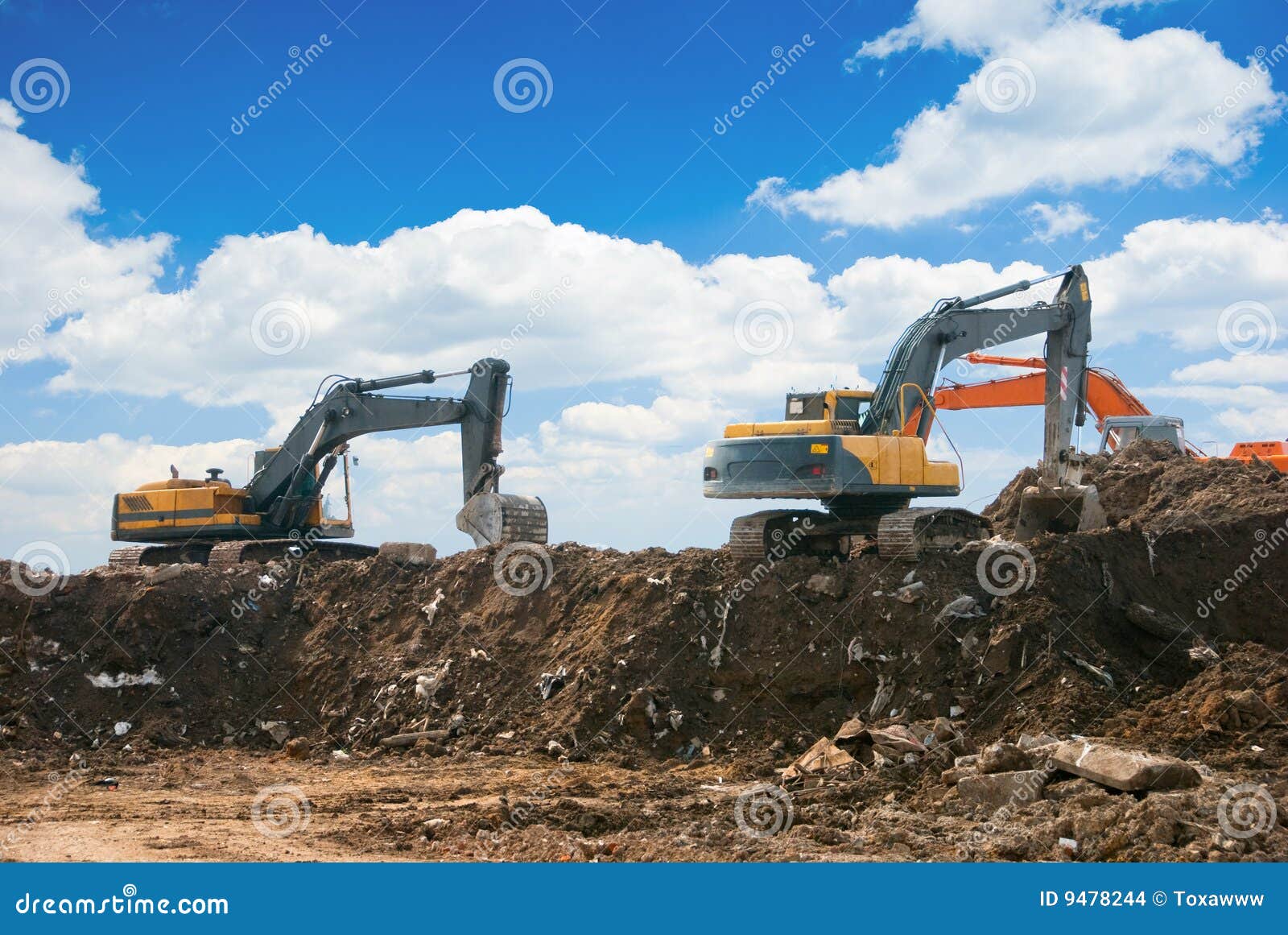 Working excavators stock photo. Image of engineering, earth - 9478244