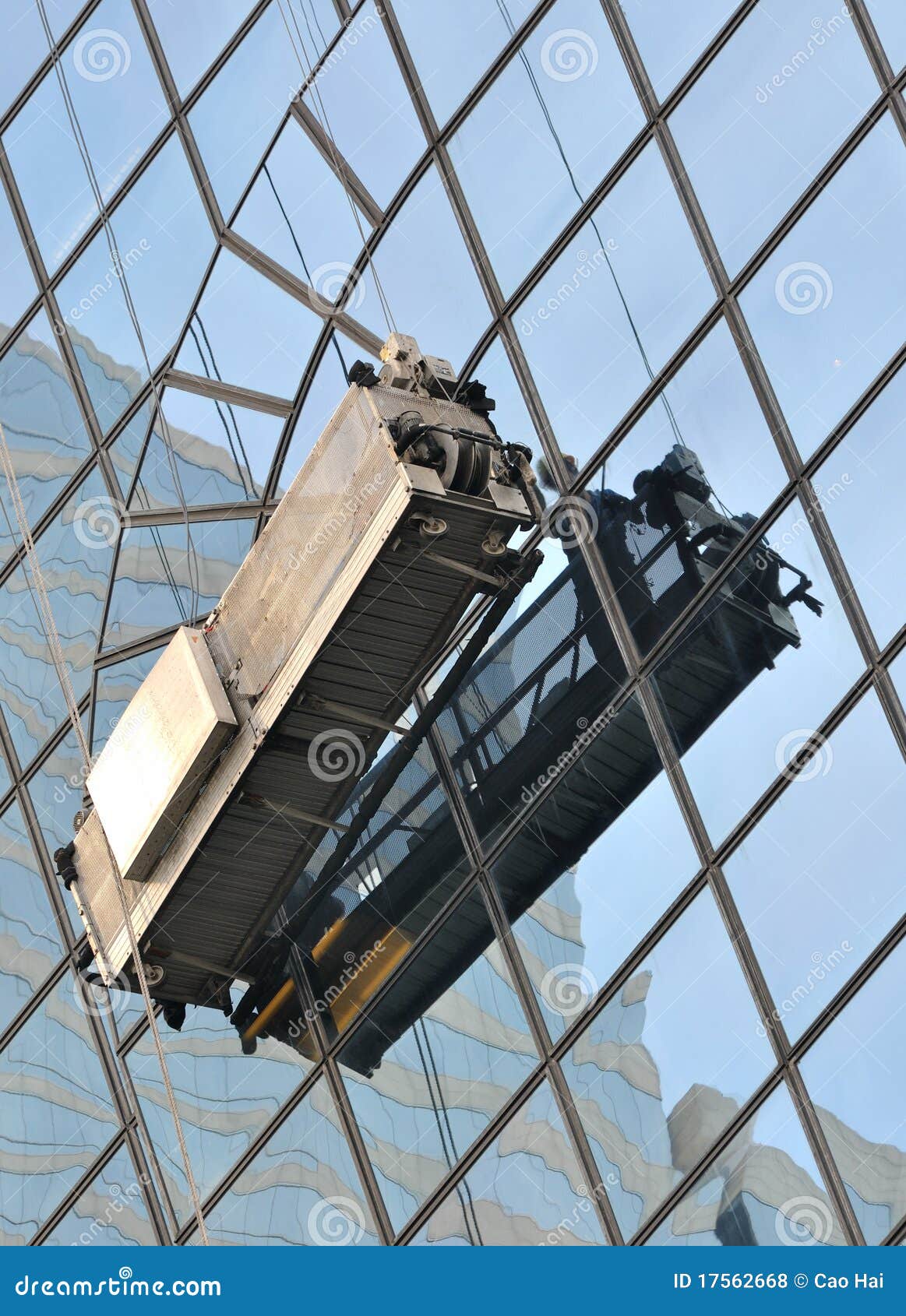 Working on External Glass Wall of Building Stock Photo - Image of ...