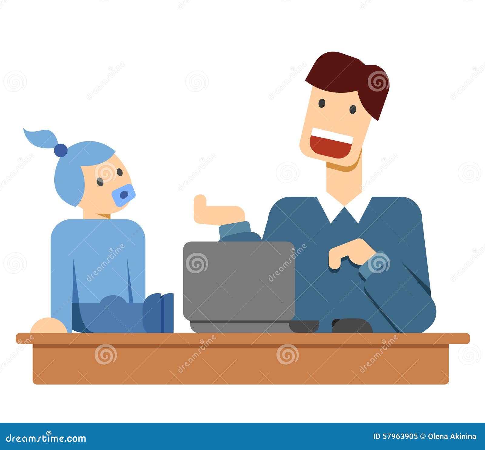 Working father stock vector. Illustration of talk, office - 57963905