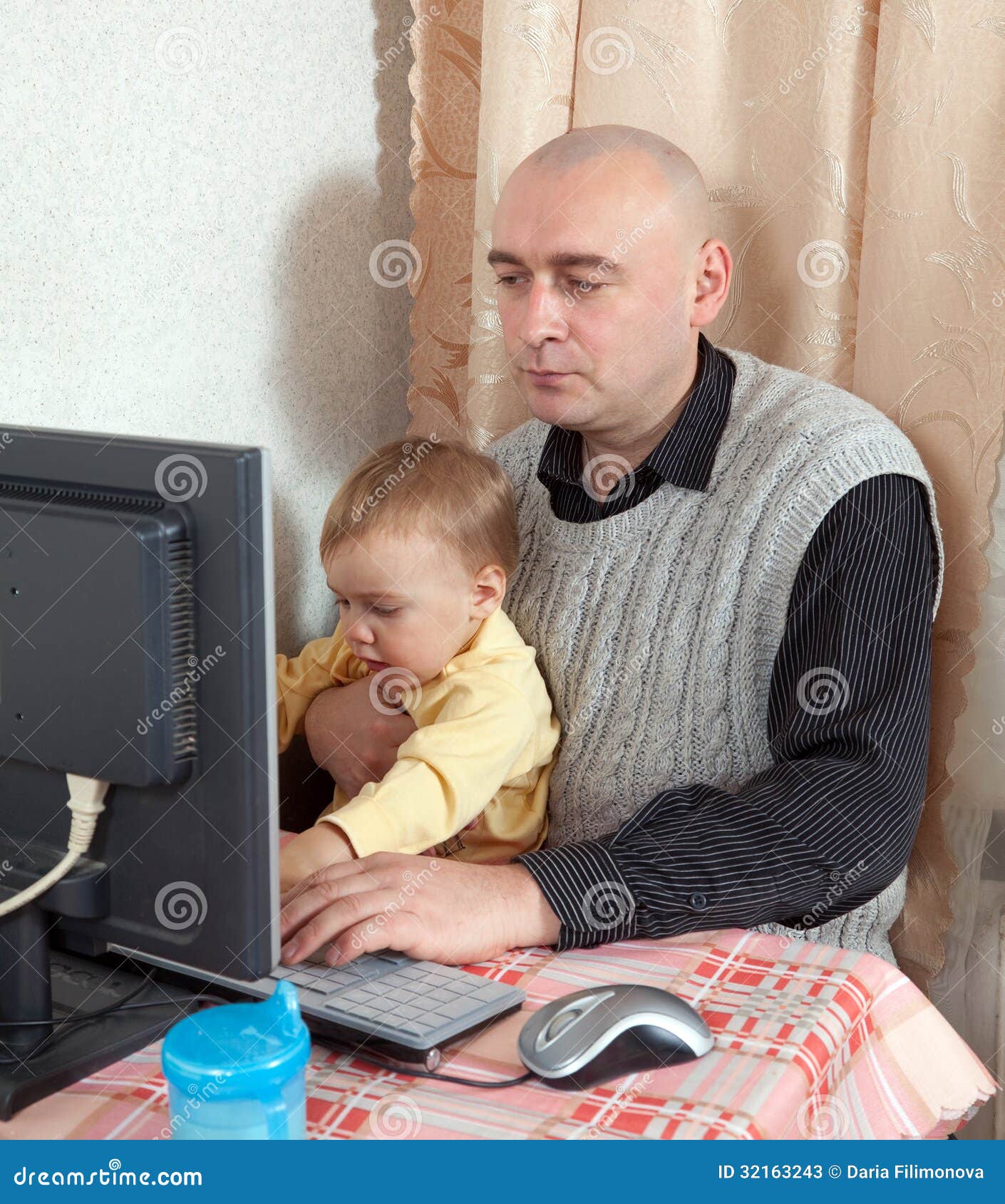 Working father stock image. Image of home, smiling, indoors - 32163243
