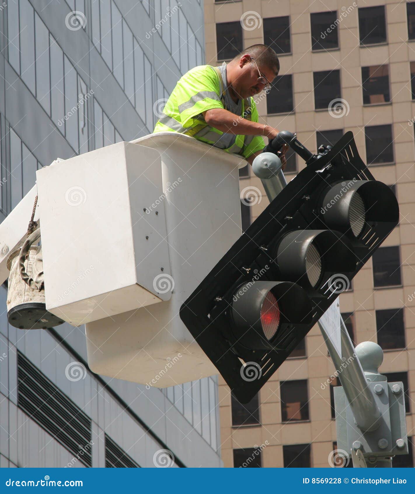 Working Fixing Traffic Light Editorial Stock Photo - Image of public ...