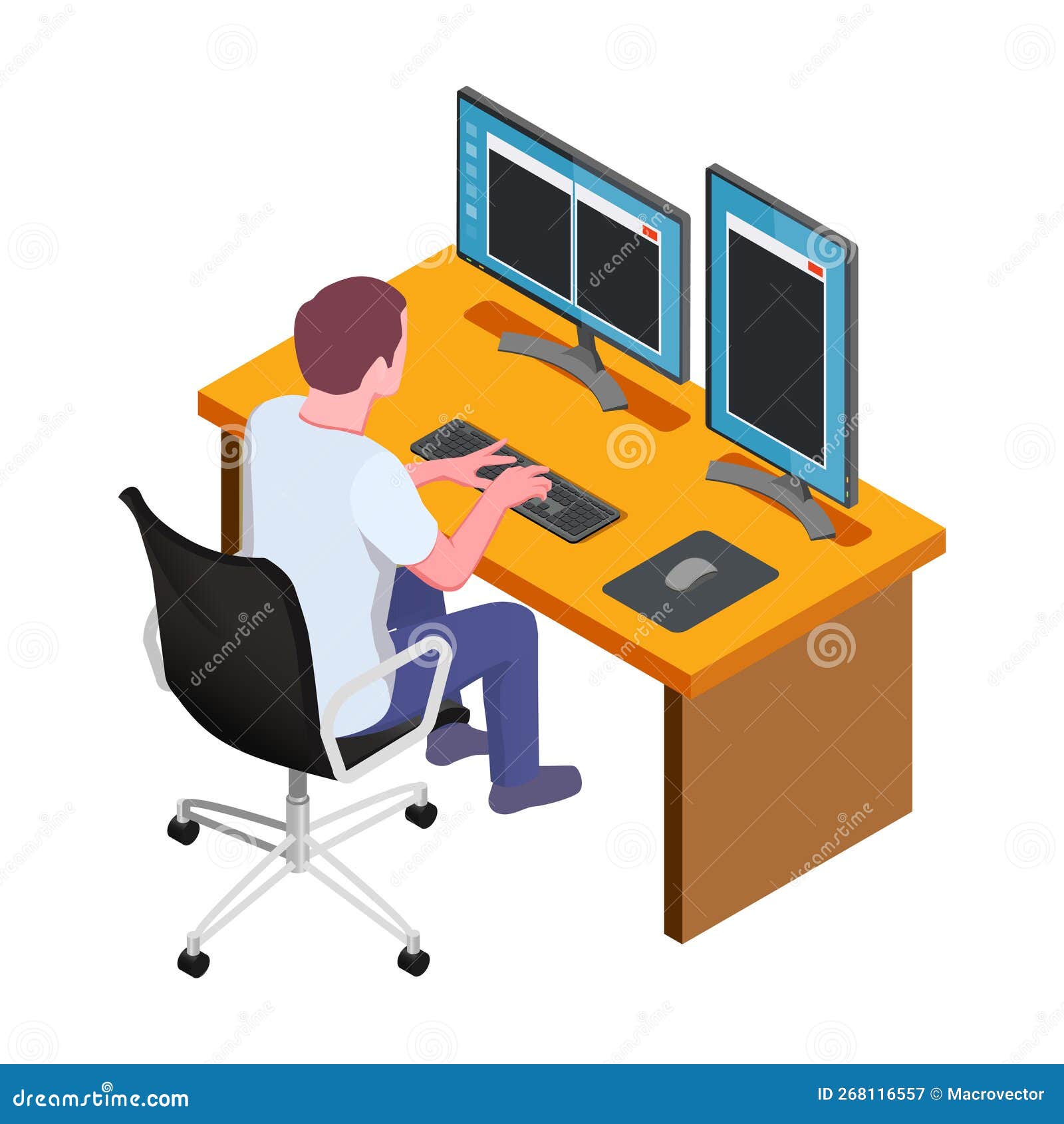 Working Game Developer Composition Stock Vector - Illustration of ...