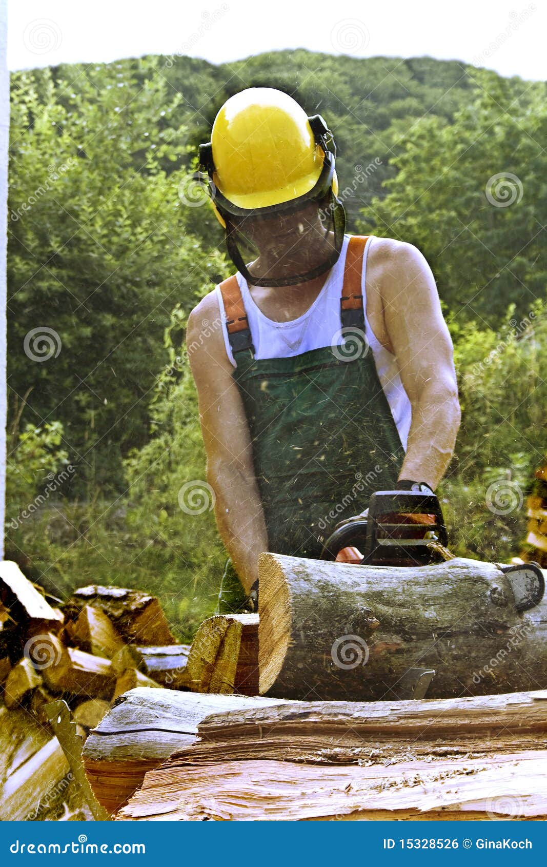Working with Gasoline-engined Saw Stock Photo - Image of burned, pile ...