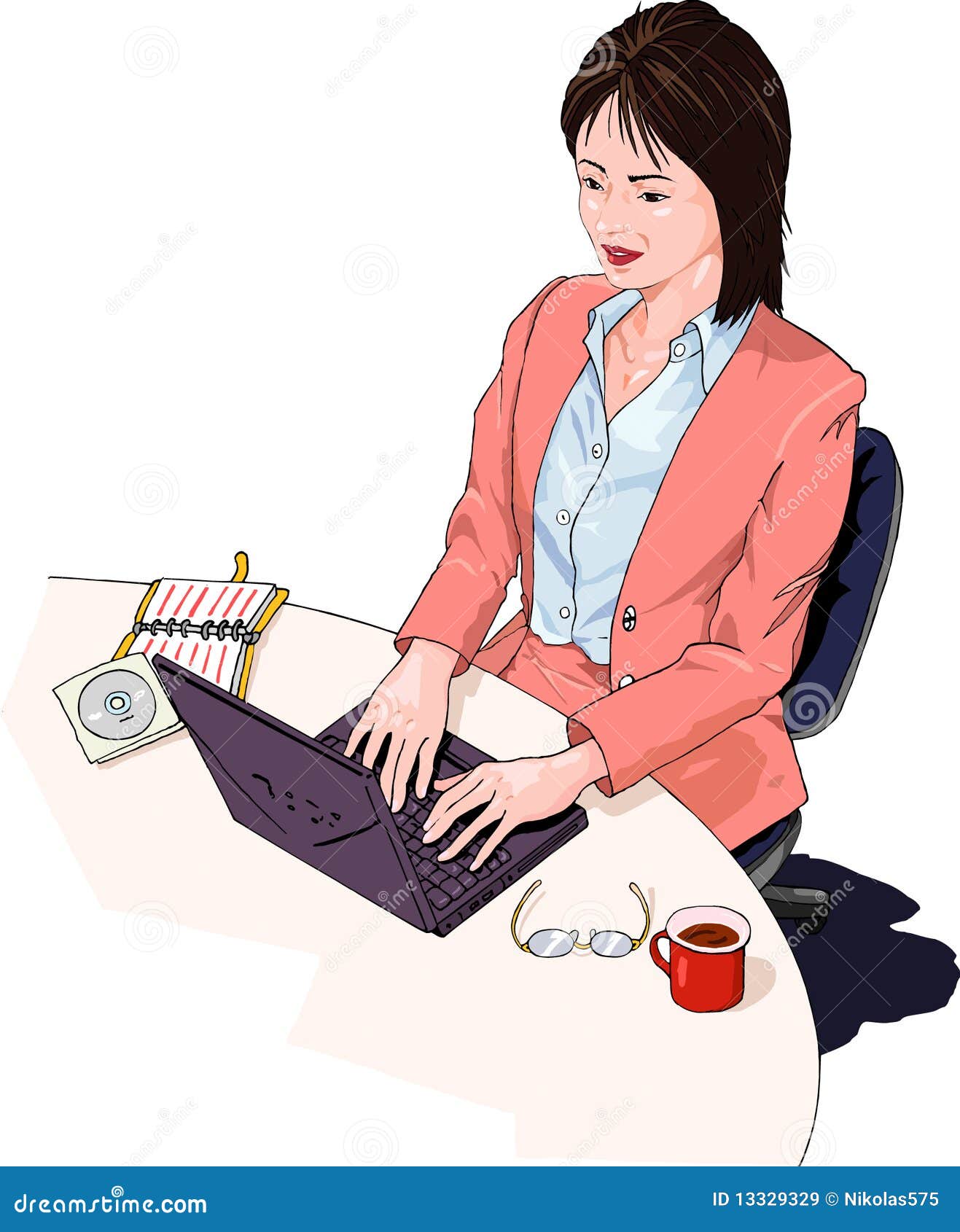 Working girl stock illustration. Illustration of phone - 13329329