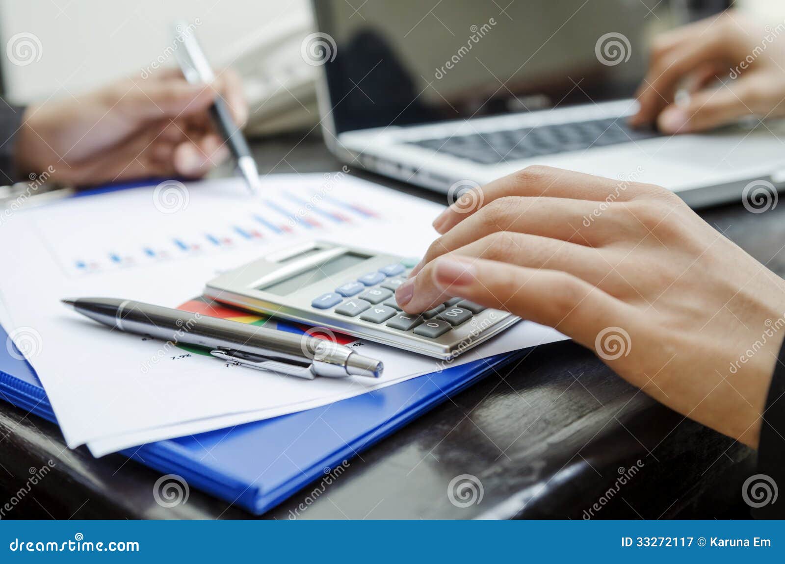 Working on graph stock image. Image of hand, computer - 33272117