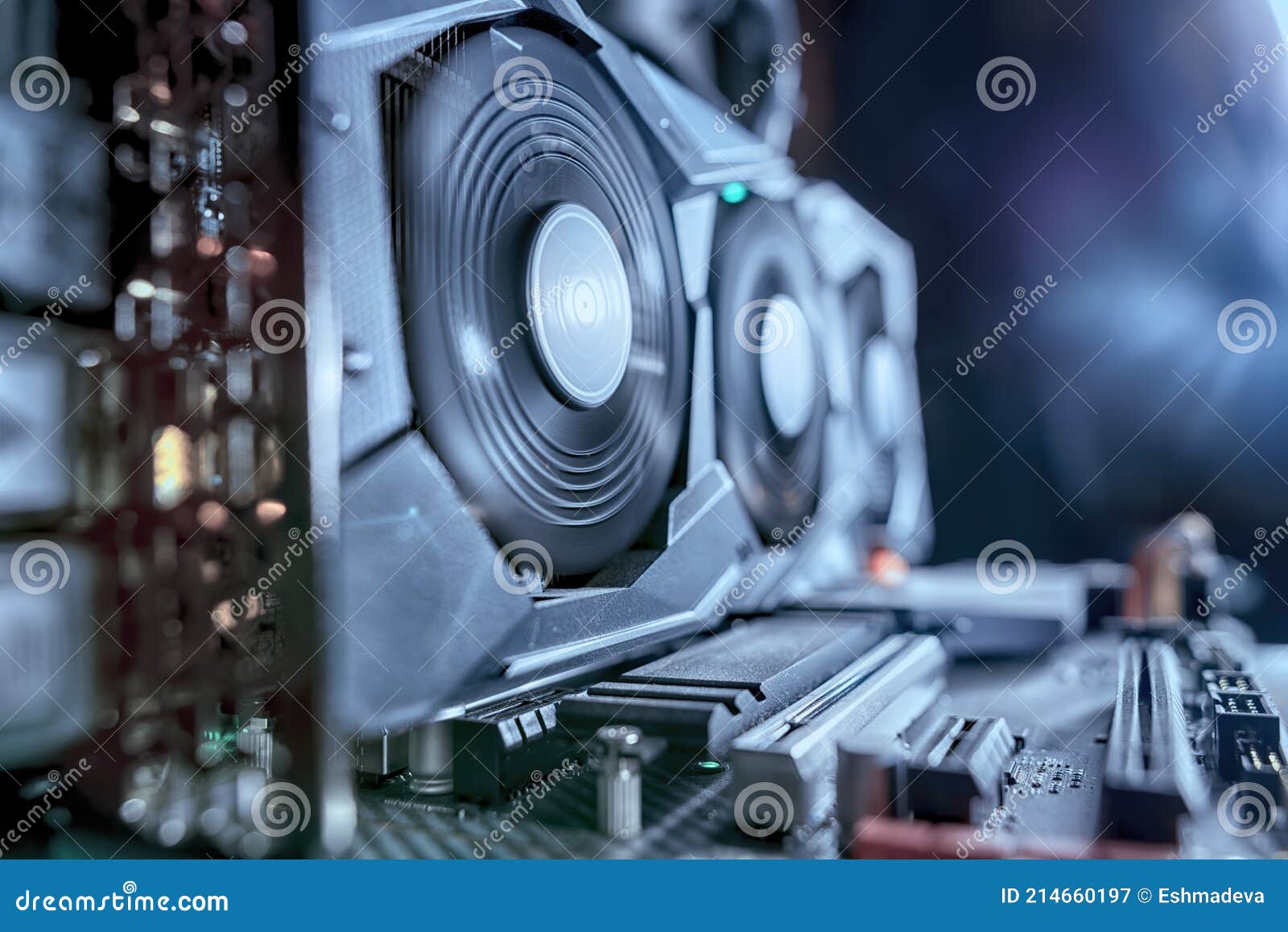 Working Graphic Card on Board with Selective Focus Stock Image - Image ...