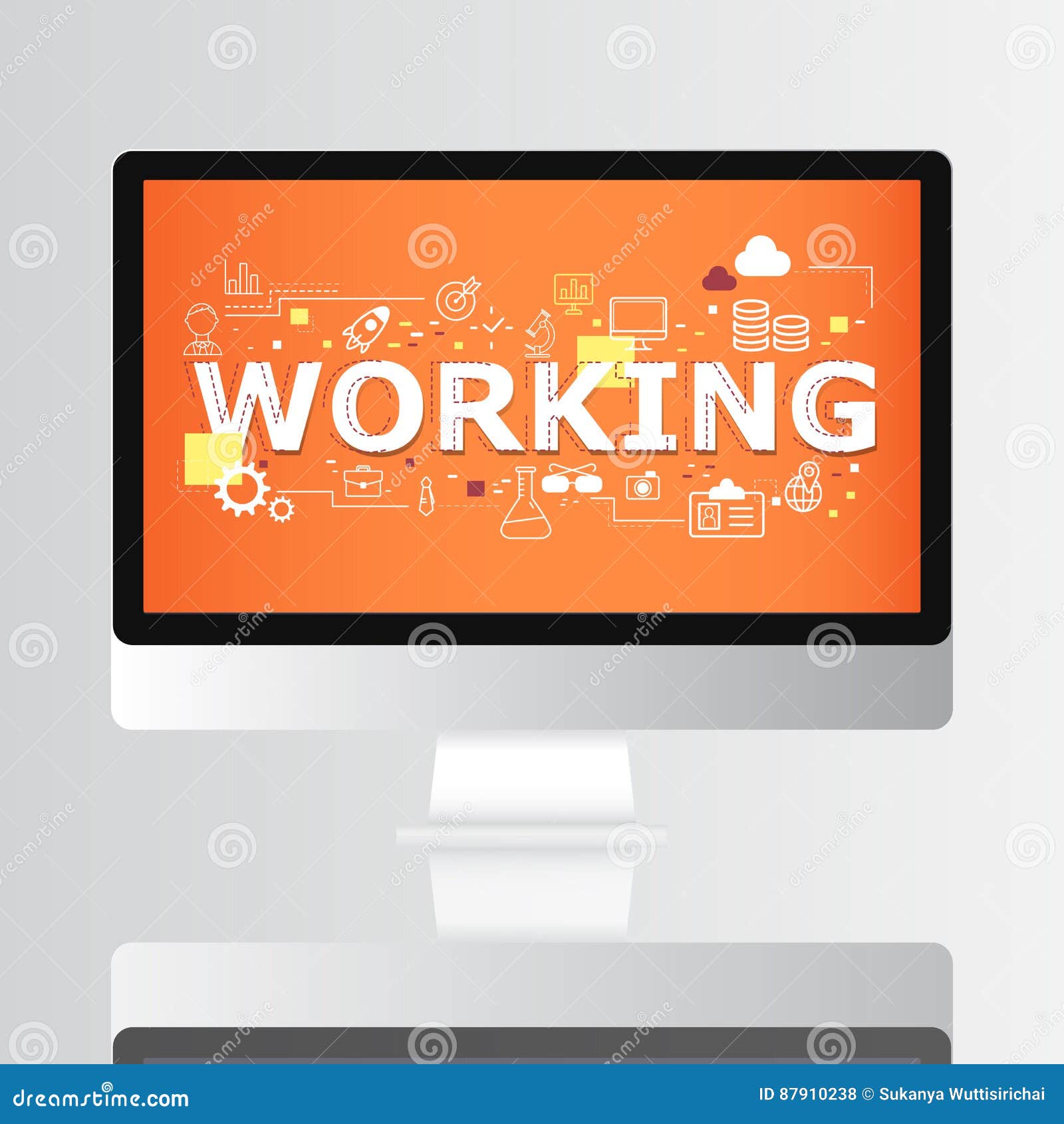 Working Graphic on Computer Screen Concept. Stock Illustration ...