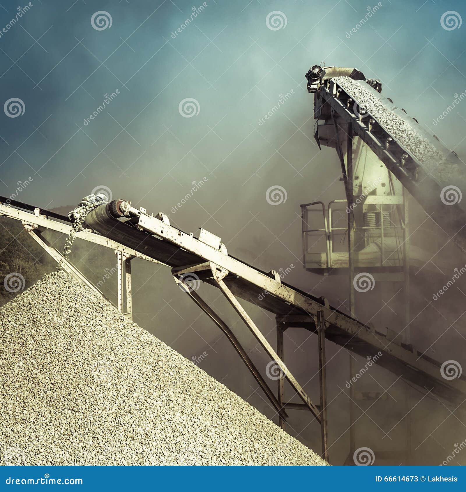 Working Gravel Crusher. Industrial Background Stock Image - Image of ...