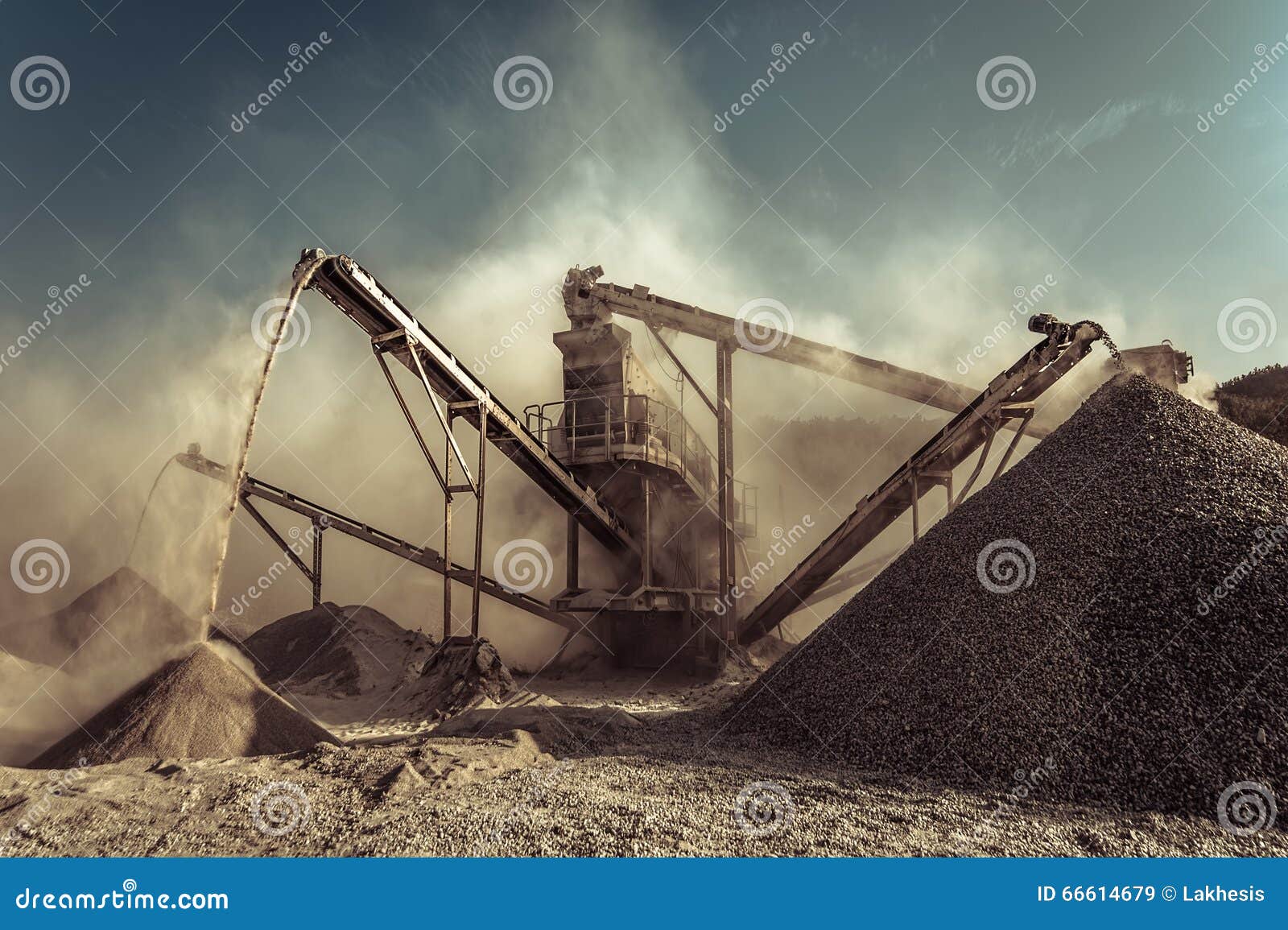Working Gravel Crusher. Industrial Background Stock Image - Image of ...