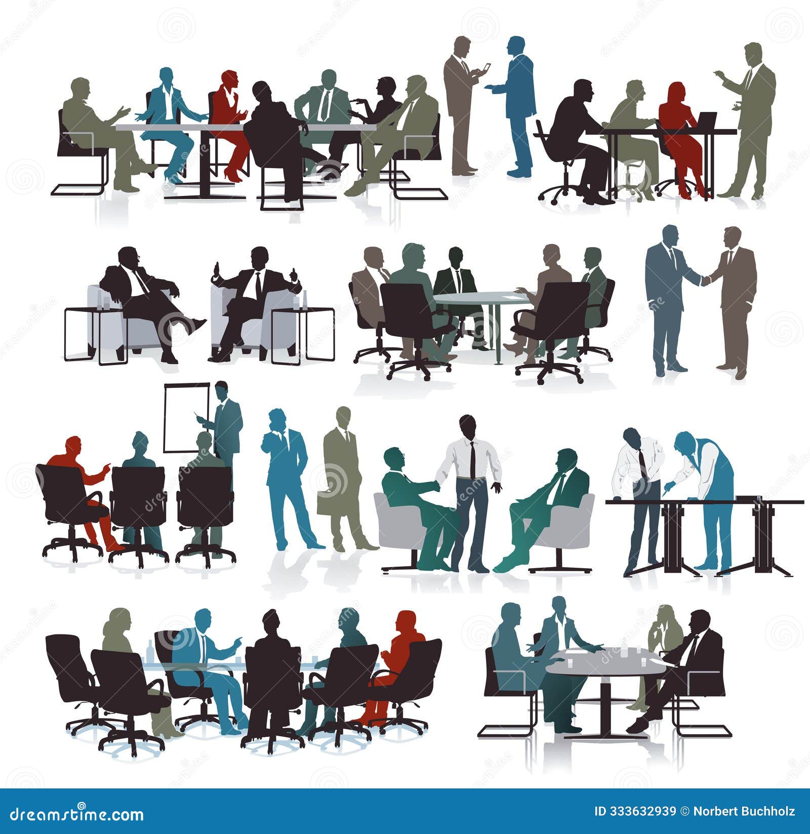 Working Groups of People at the Meeting. Illustration Stock Vector ...