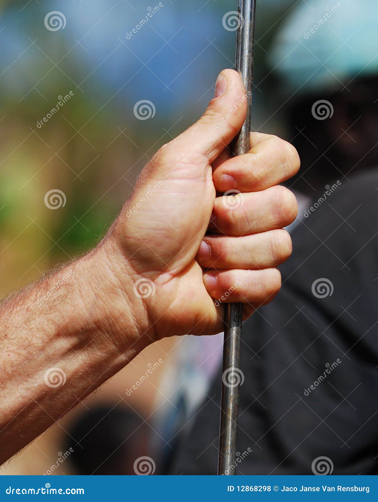 Working Hand Holding Steel Rod Stock Photo - Image of fingers, borehole ...