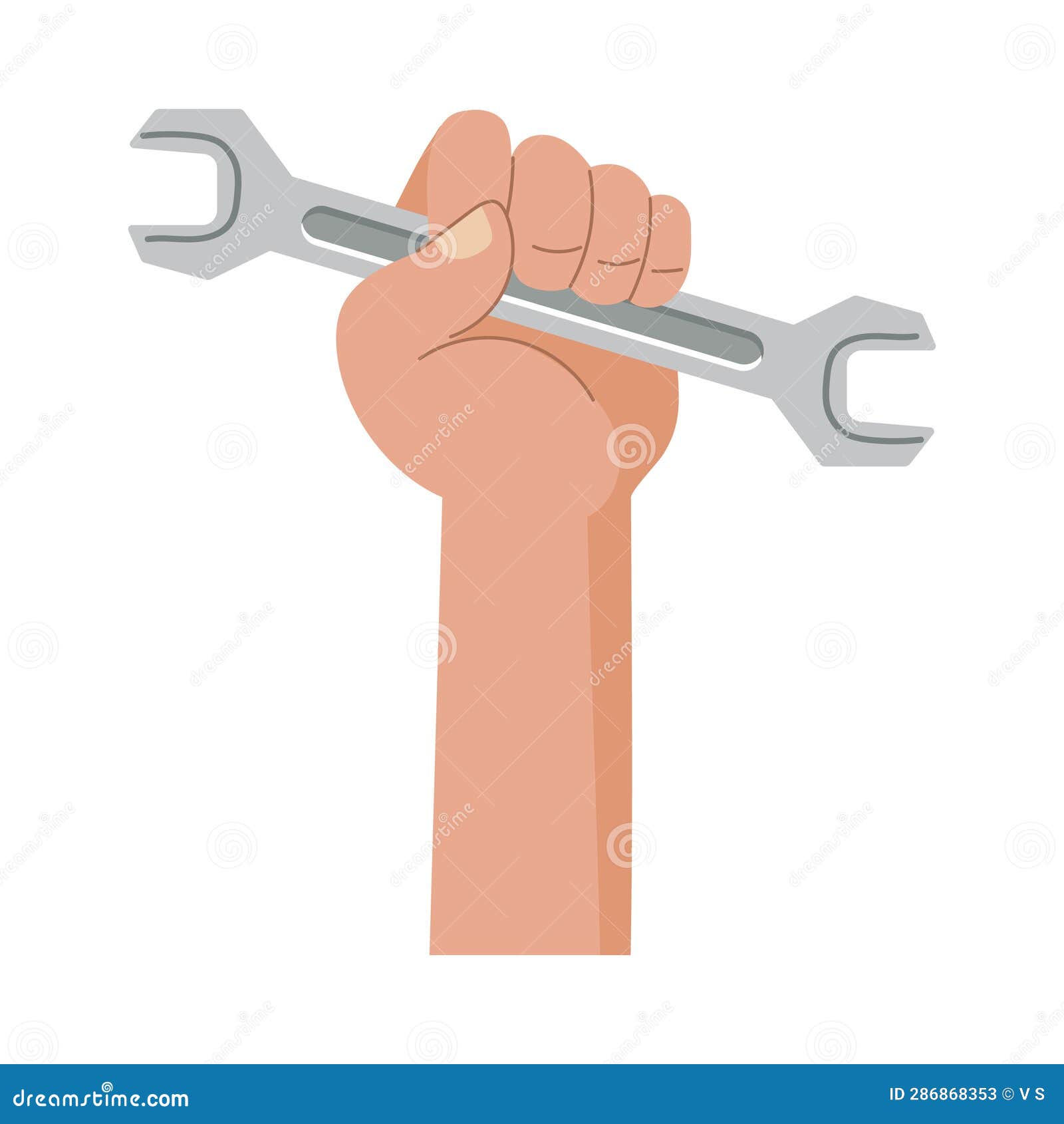 Working Hand with Working Tool Hammer, Wrench. Labor Day Stock Vector ...