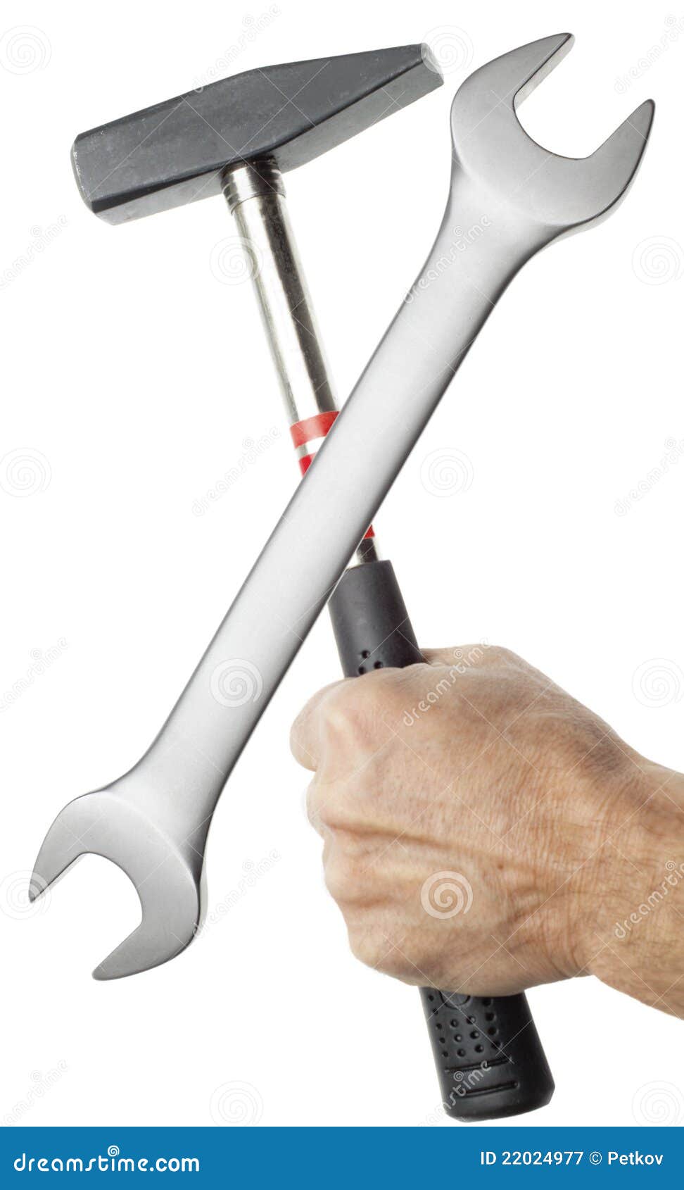 Working hand with tools stock image. Image of black, isolated - 22024977