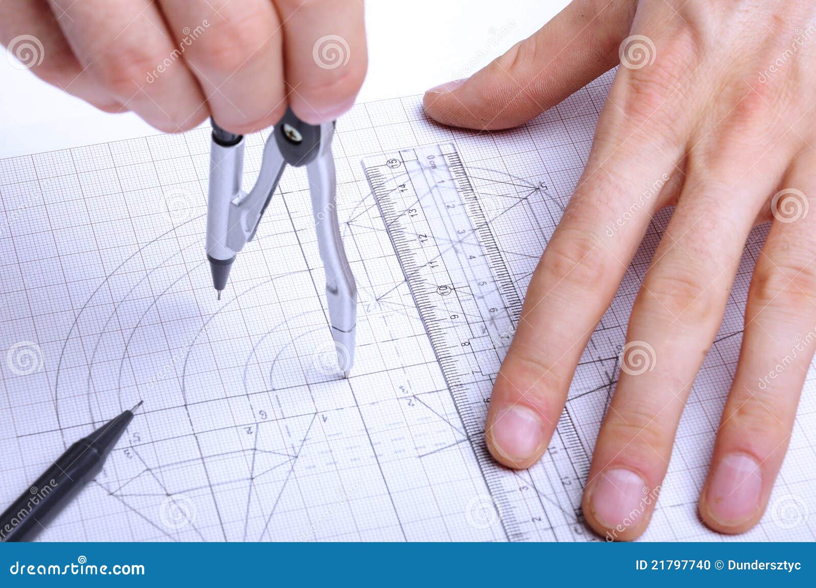 Working Hands with Calipers and Rulers Stock Photo - Image of chart ...