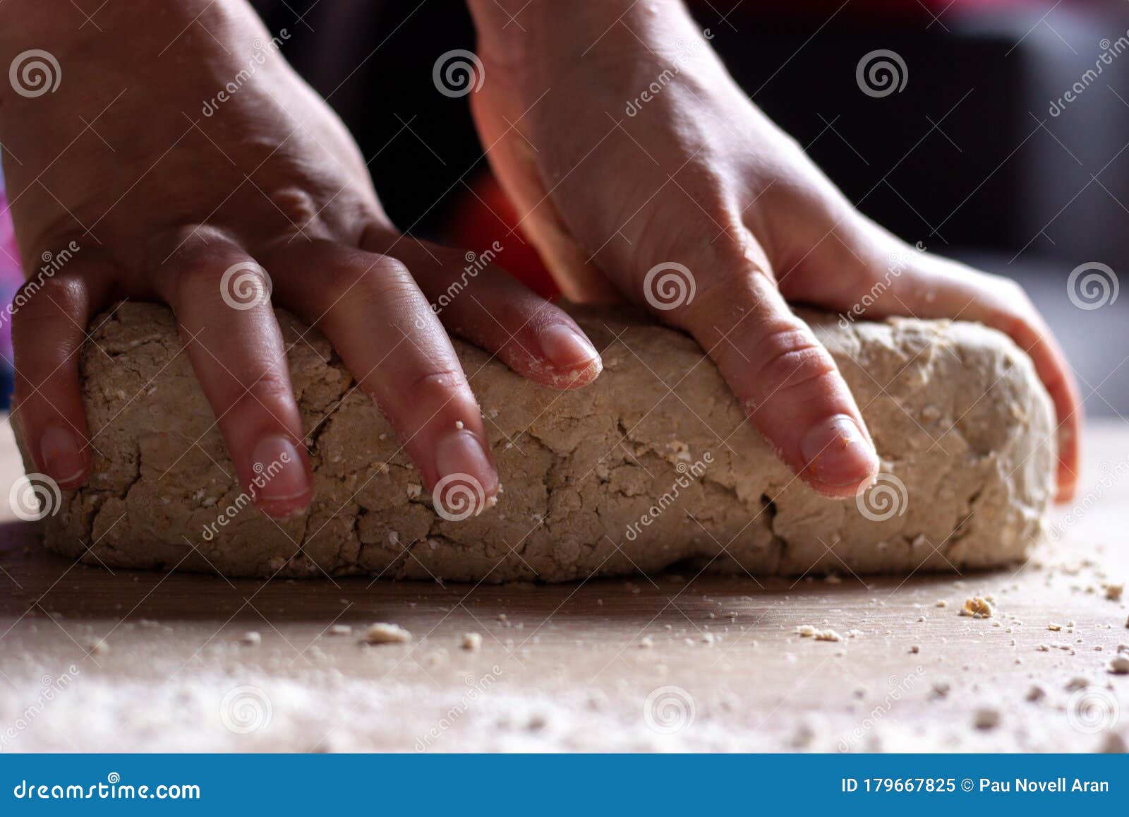 Working Hands Kneading Bread Gluten Free Dough. Handmade Concept Stock ...