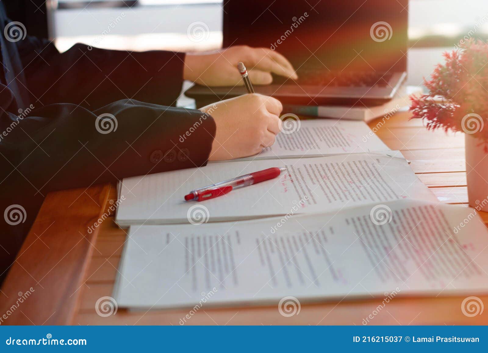 Working Hands on Paperwork with Laptop Stock Image - Image of paperwork ...