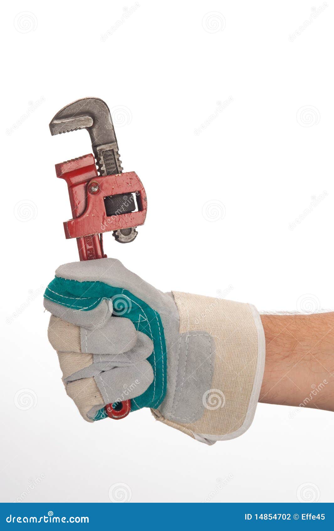 Working Hands with Pipe Wrench Stock Photo - Image of construction ...