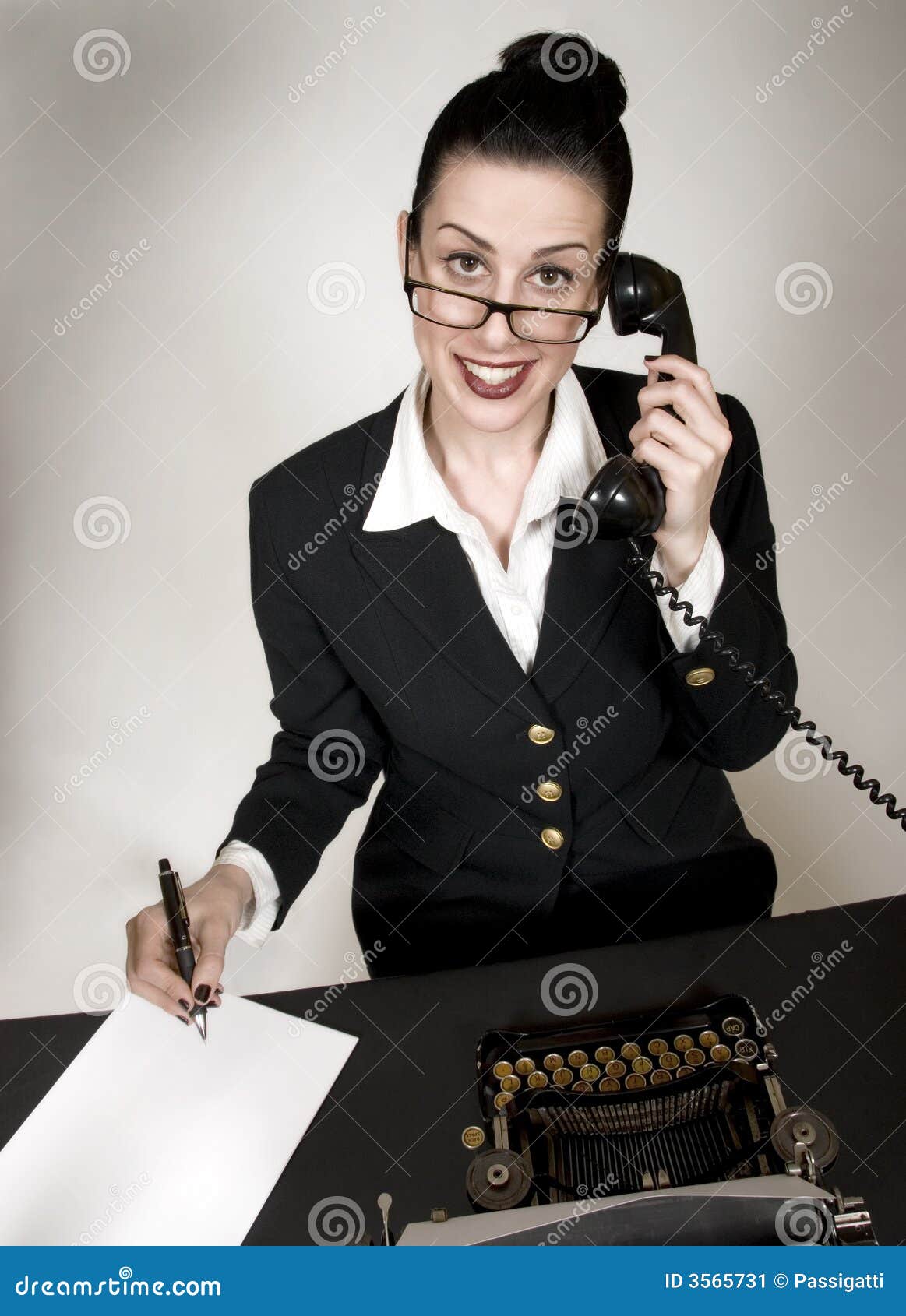 Working Hard stock image. Image of answering, female, administrator ...