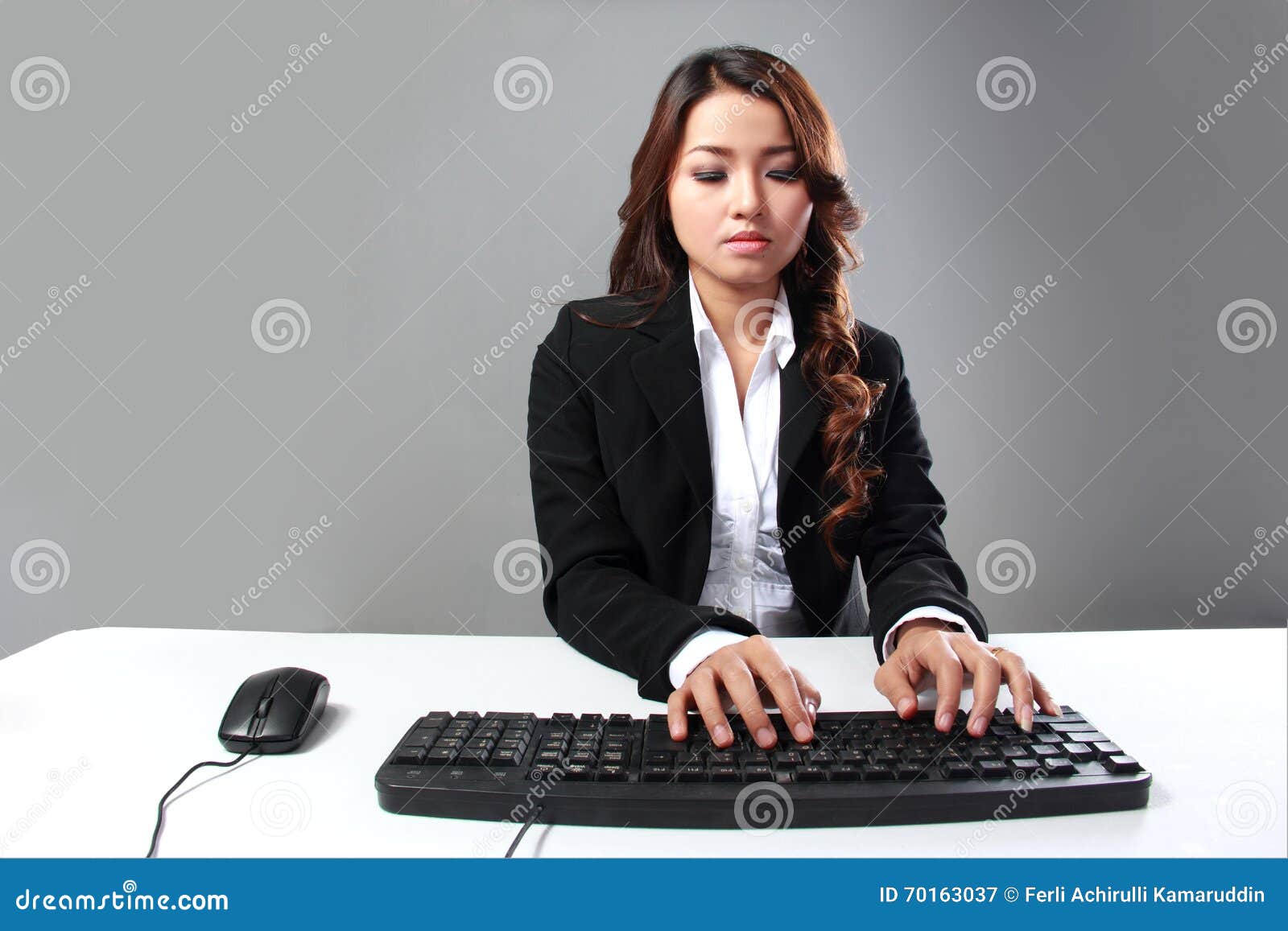 Working computer stock image. Image of office, girl, internet - 70163037