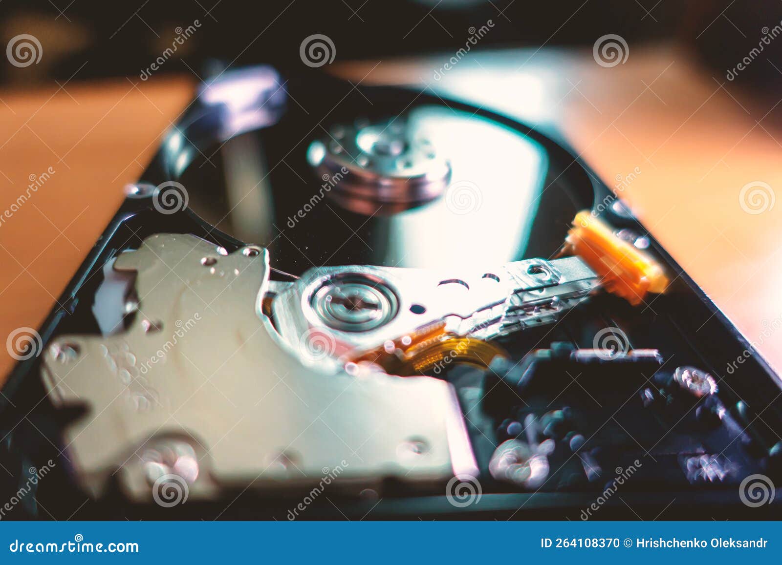 Working Hard Drive Inside View. Reading Head HDD Stock Photo - Image of ...